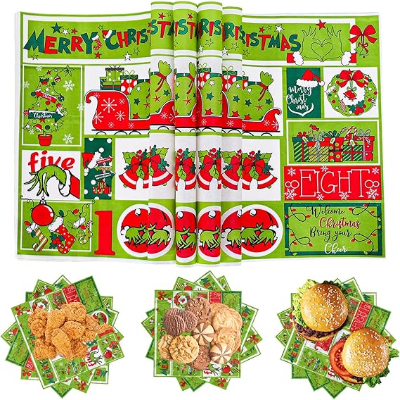 Amazon.com: Whaline 150Pcs Merry Christmas Wax Paper Funny Cartoon Dry ...