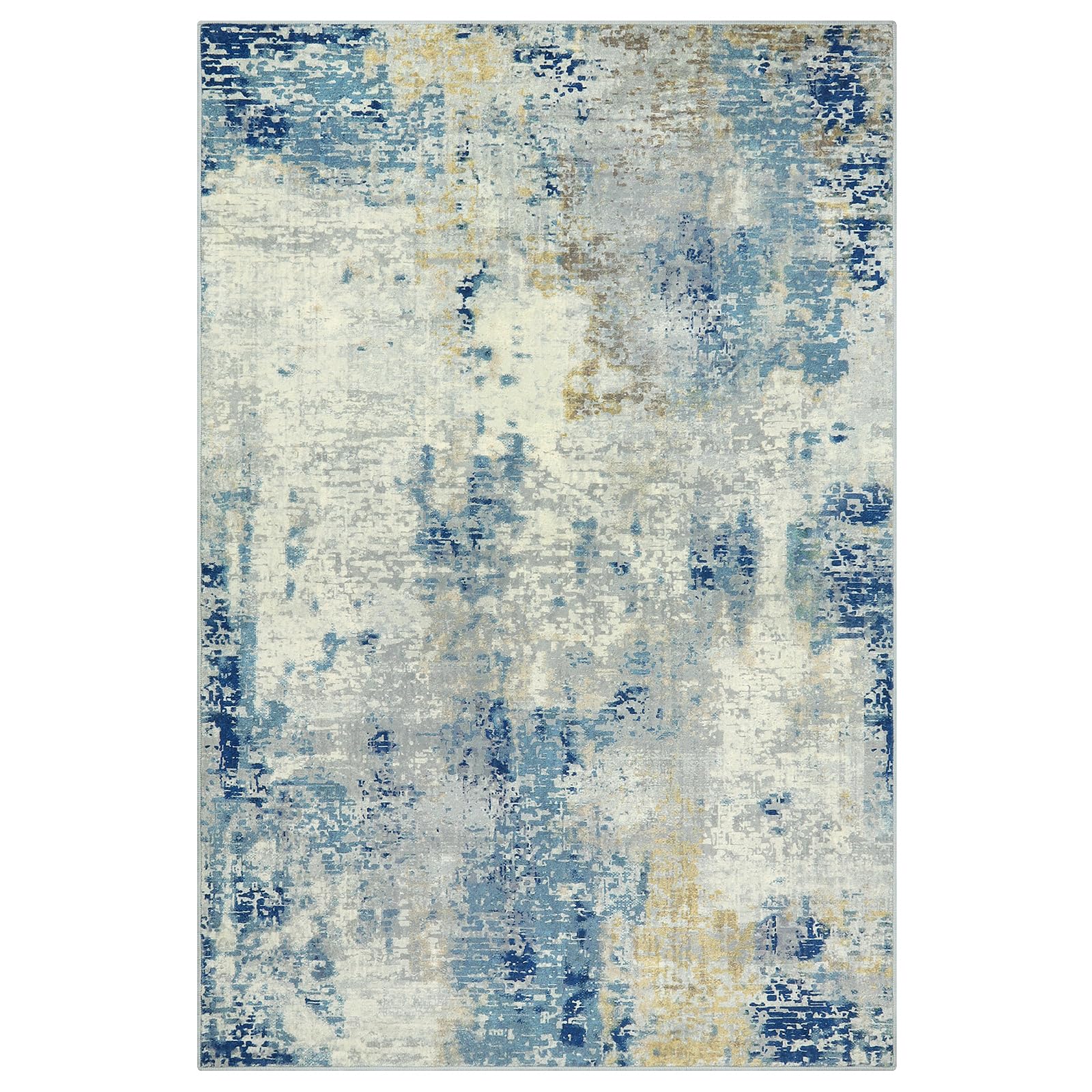 Lahome Modern Abstract Area Rug - 4x6 Blue Entryway Rug Soft Bedroom ...