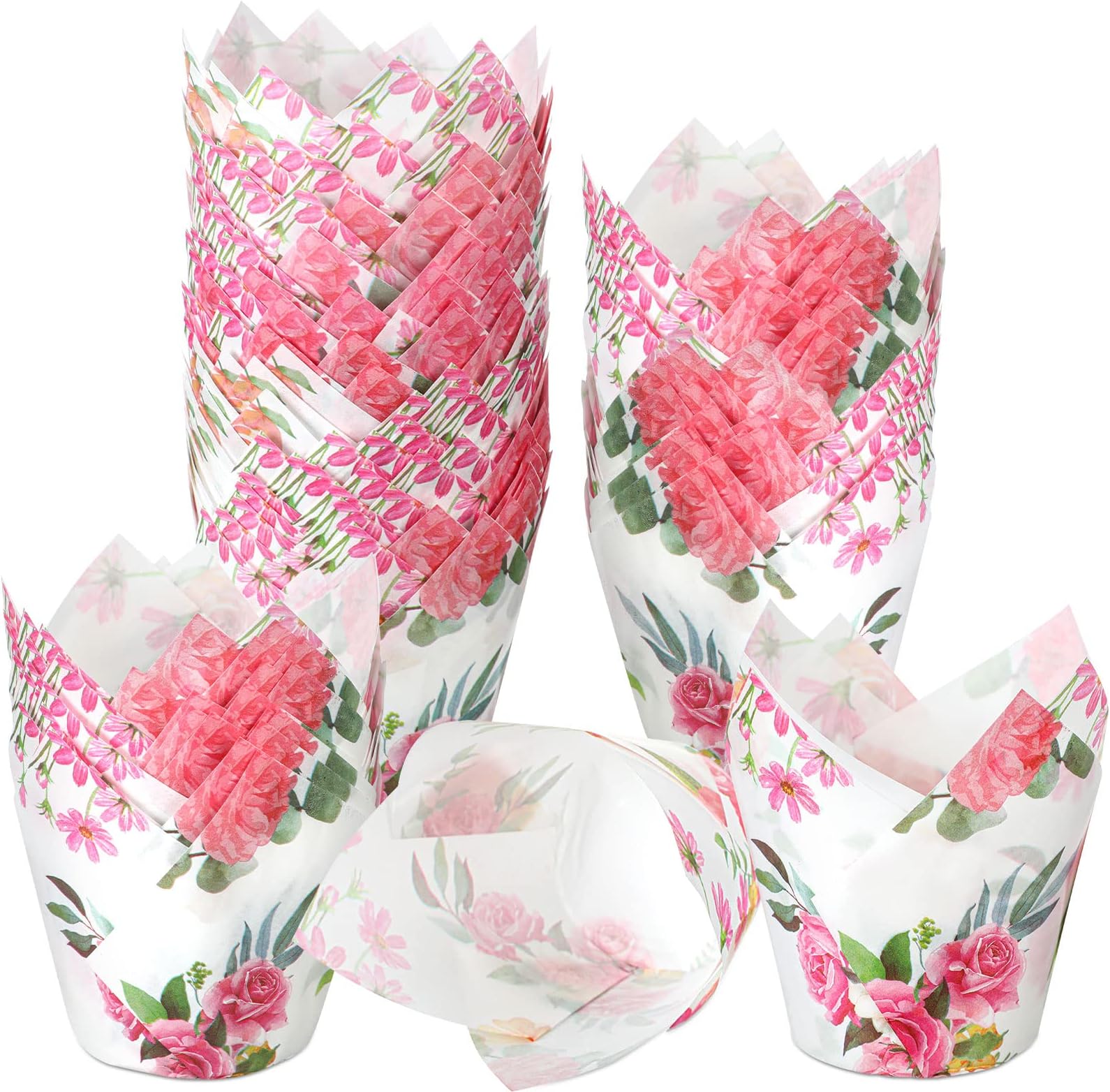 Amazon.com: 50-Pack Vintage Style Floral Cupcake Wrappers for Wedding ...