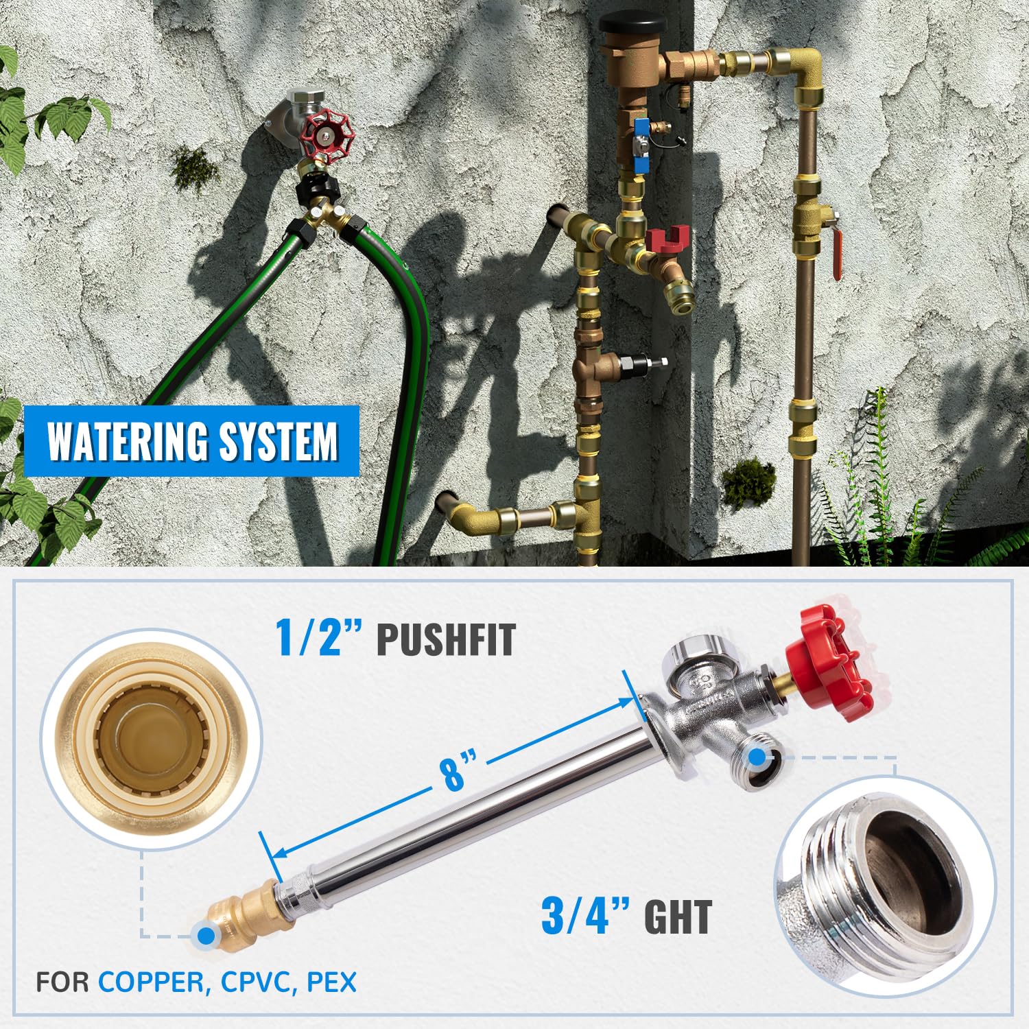 Snapklik.com : SUNGATOR Frost Free Sillcock, 8" Push Fit Anti-Siphon ...