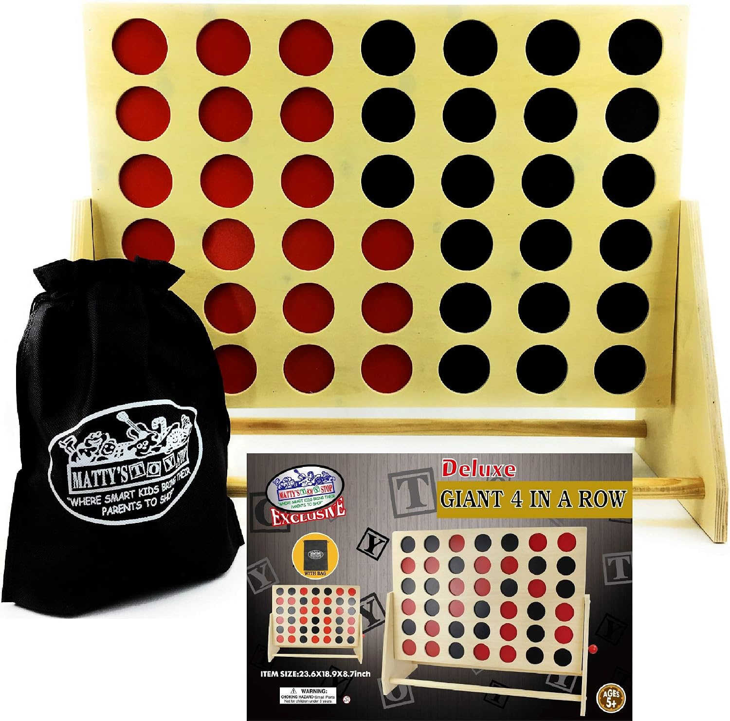 Amazon.com: Matty's Toy Stop Deluxe Giant Wooden 4 in a Row Game with ...