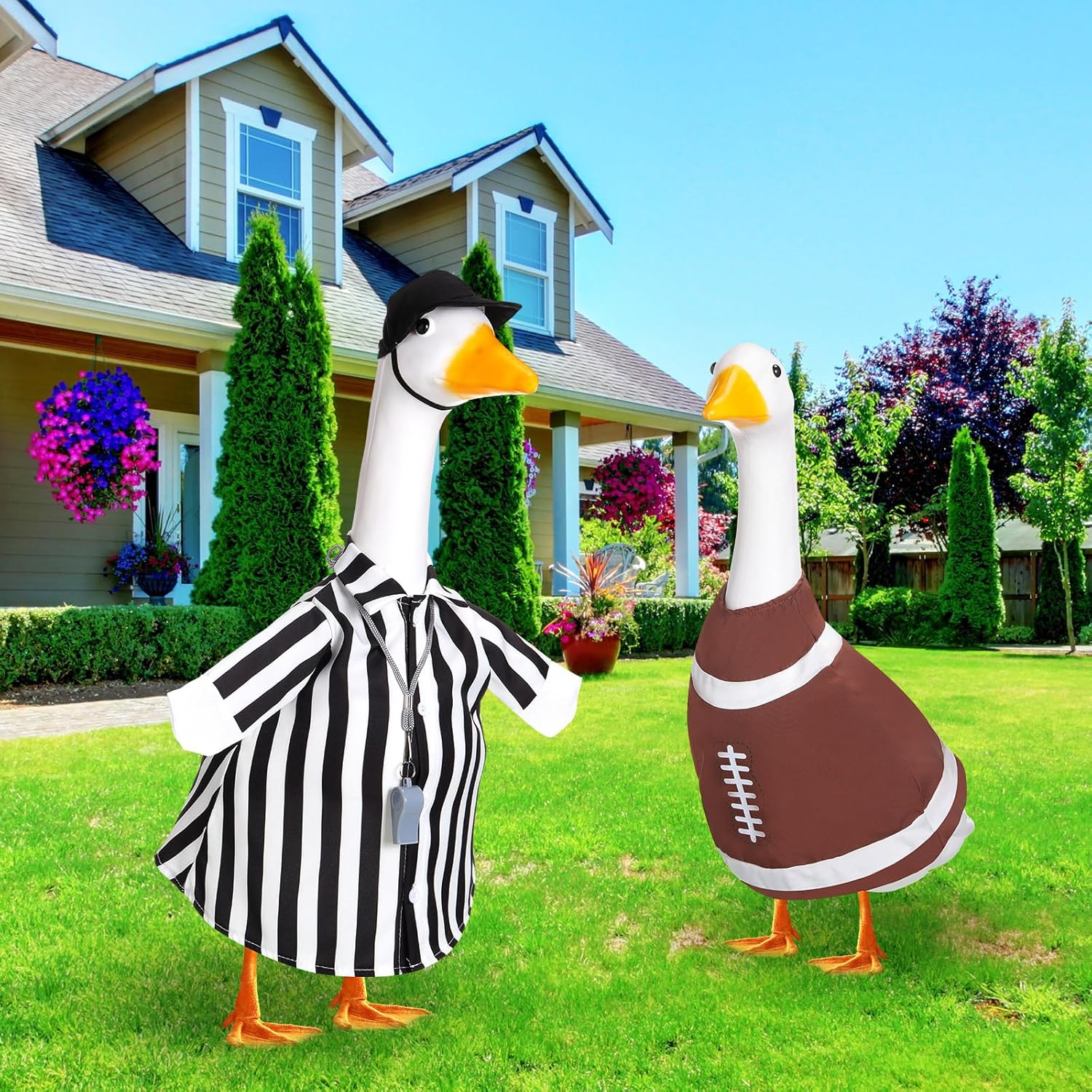 Amazon.com: Silicherry 2 Set Football Goose Outfit Referee Lawn Porch ...
