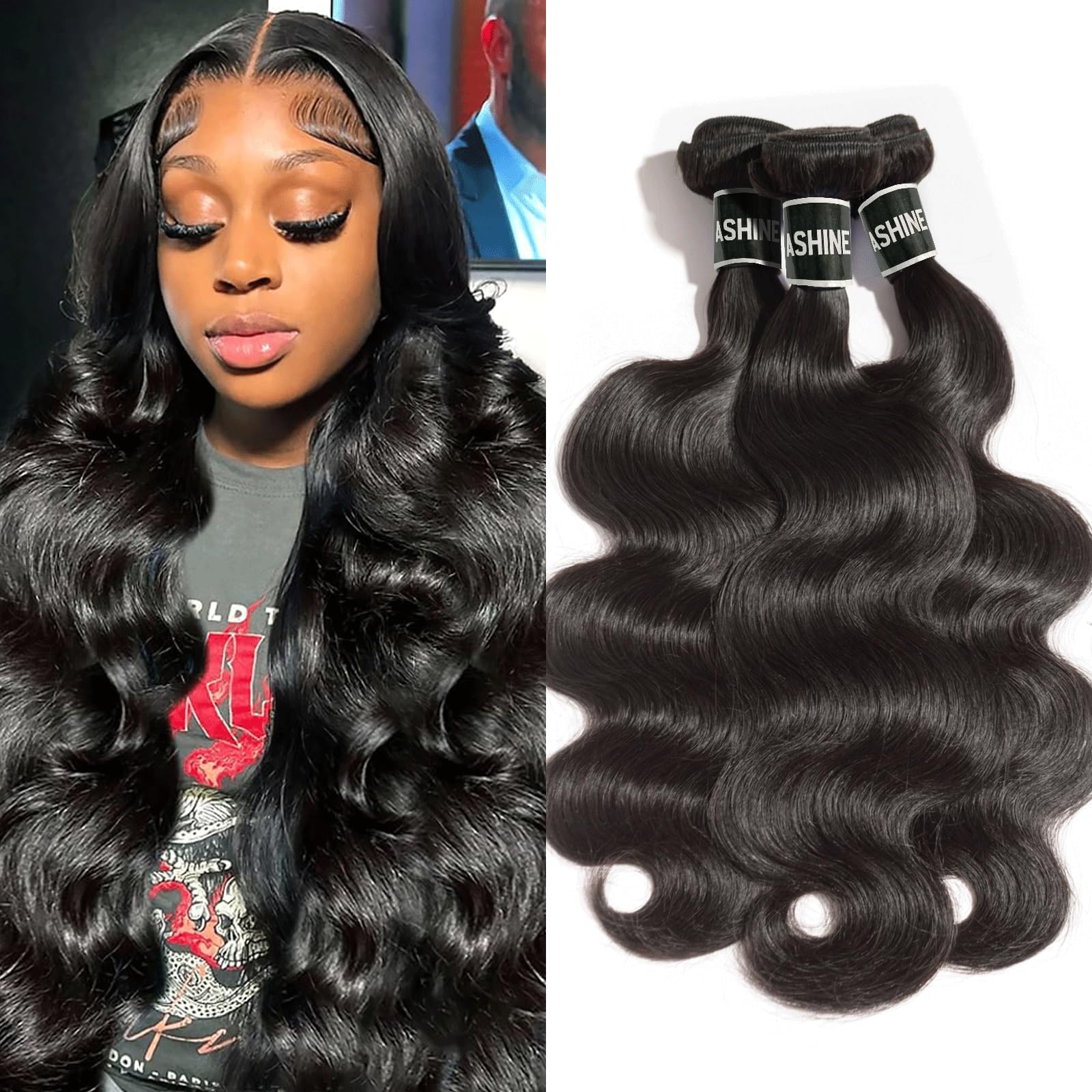 Amazon.com : ASHINE Hair Bundles Body Wave Straight Unprocessed ...