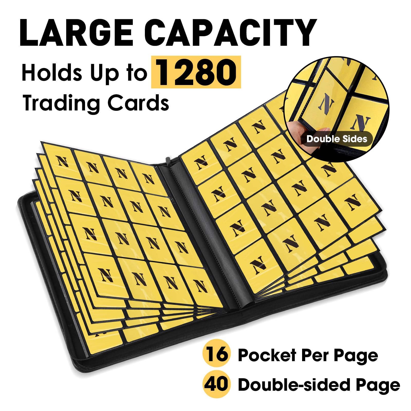 Snapklik.com : 16 Pocket Card Binder,1280 Ringless Double Sided Pocket ...
