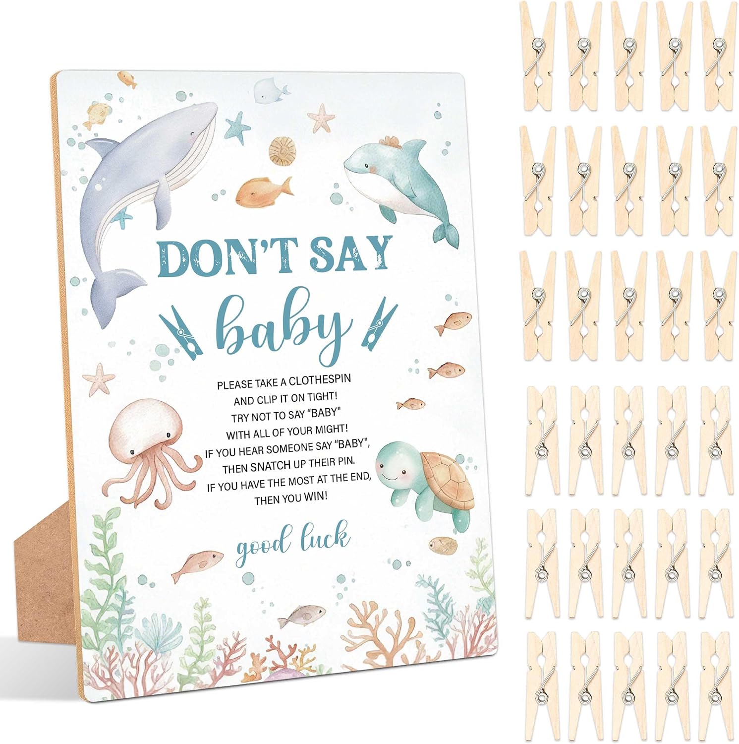 Amazon.com: Under The Sea Don't Say Baby Clothespin Game, Pack of 1 ...