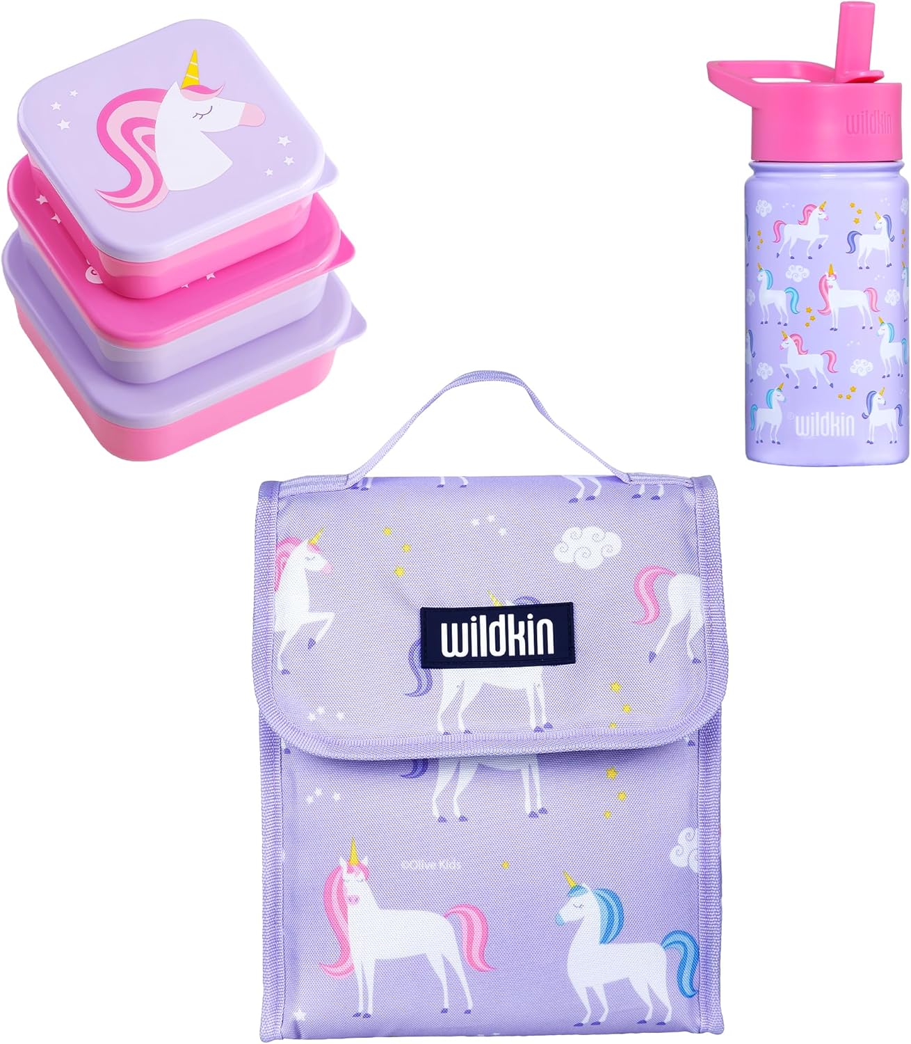 Amazon.com: Wildkin Lunch Bag, Nesting Snack Containers, and 14 Oz ...
