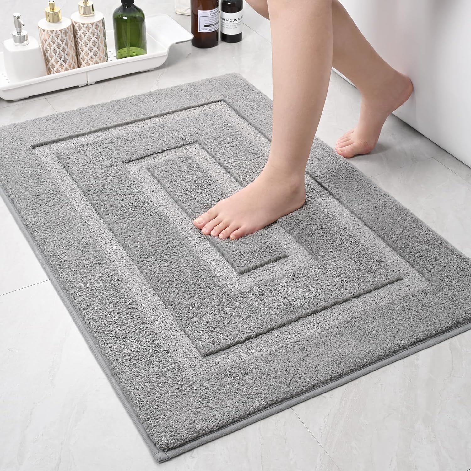 Amazon.com: Keeko Grey Bathroom Rugs Small Bath Mat, 17x24 Washable ...