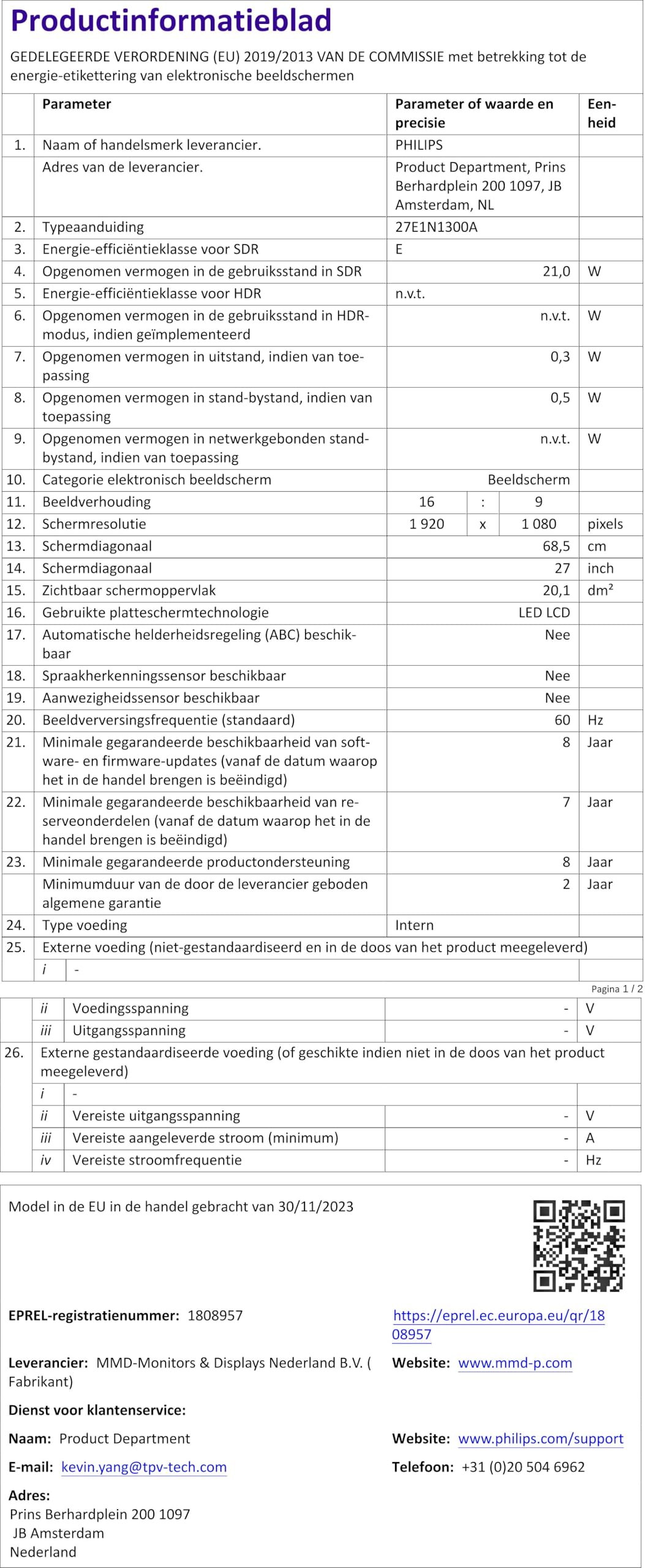 Philips 273V7QJAB/00 68 cm (27 inch) monitor (VGA, HDMI, 5 ms ...