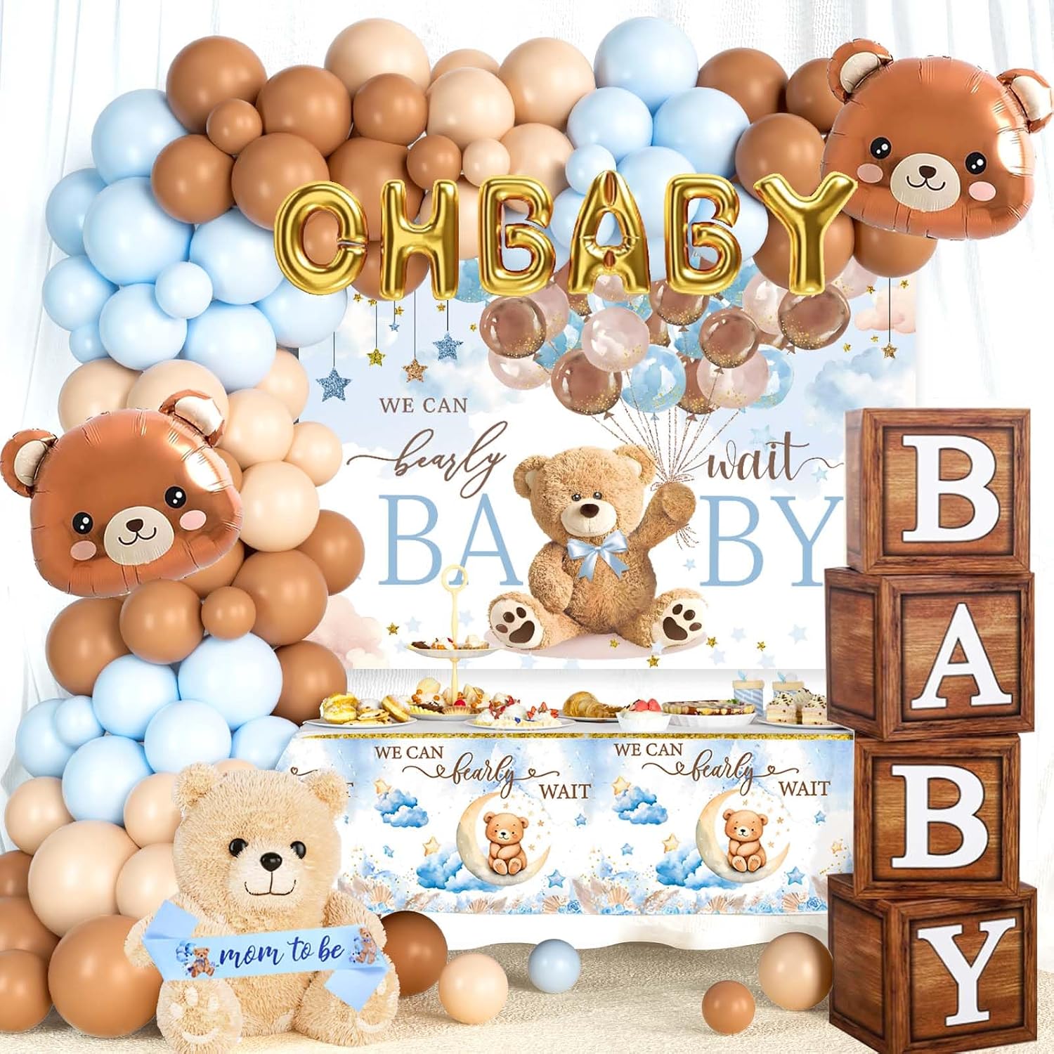 Amazon.com: Hombae Teddy Bear Baby Shower Decorations, Baby Shower ...