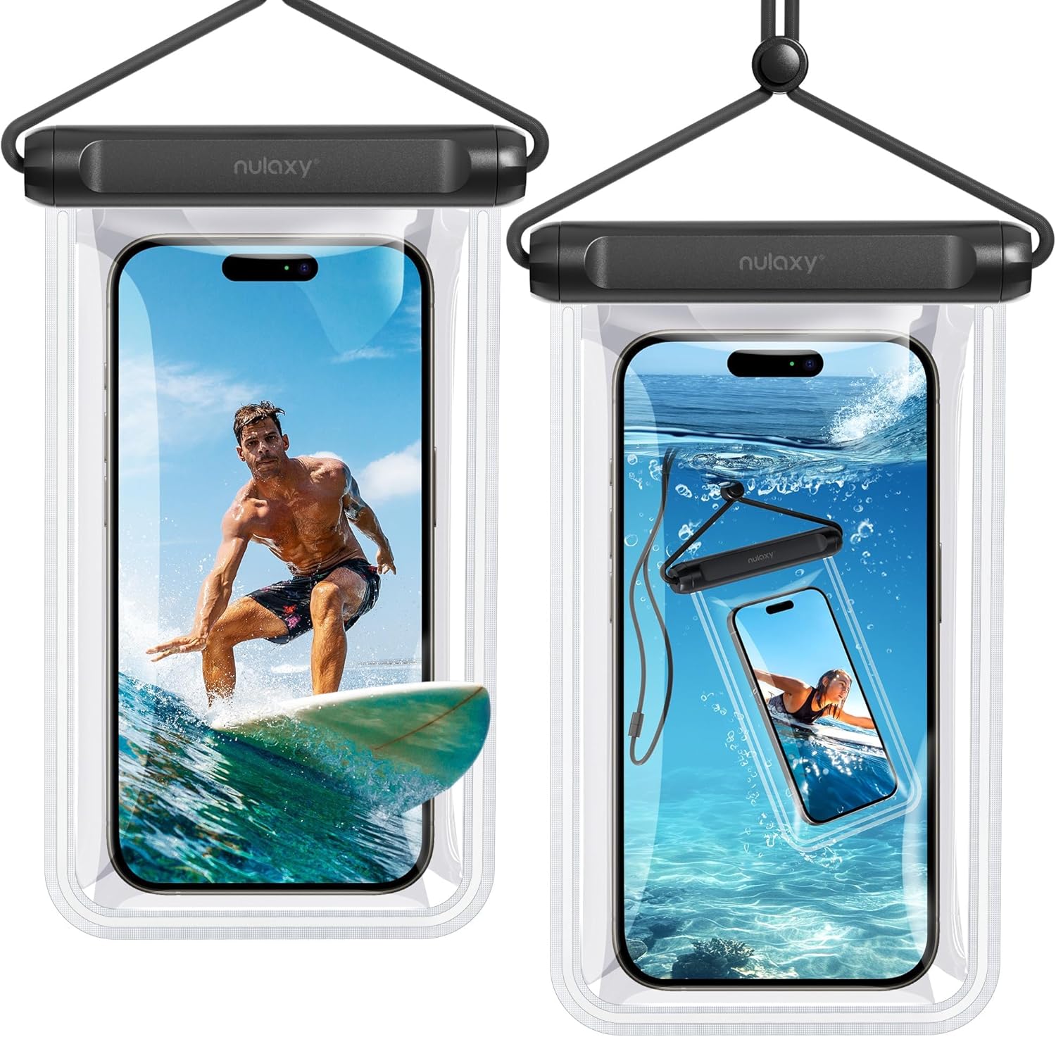 Amazon.com: Nulaxy 2 Pack IPX8 TPU Waterproof Phone Pouch Double Sealing, Cell Phone Dry Bags ...