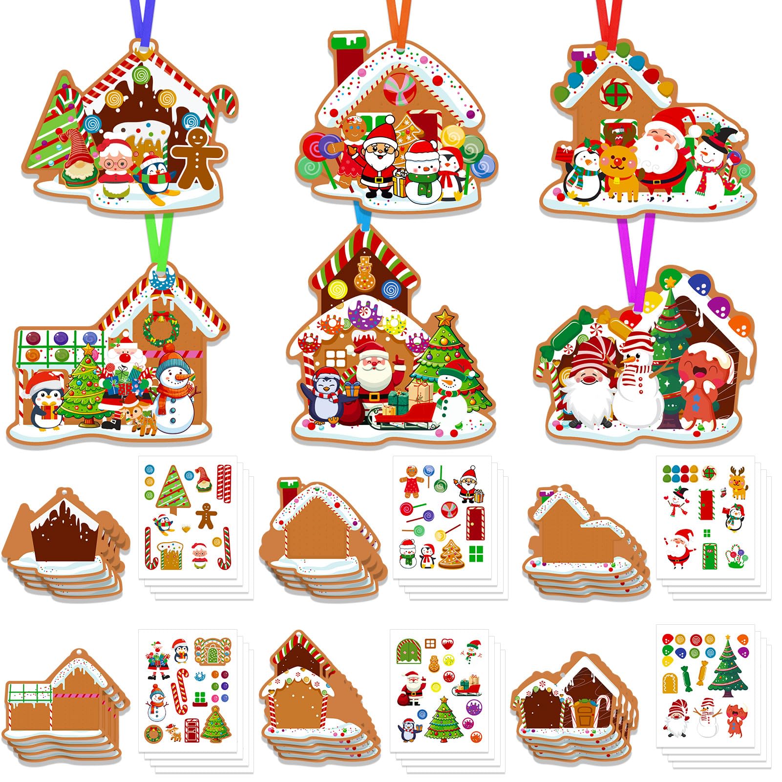 Amazon.com: HOWAF 24 Pcs Gingerbread House Craft Kits Christmas ...