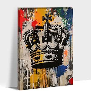 Amazon.com: Banksy Canvas Wall Art, Abstract Graffiti Crown Poster ...