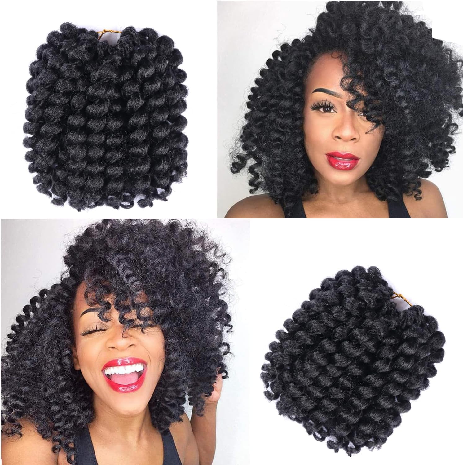 Amazon.com : HBNK Jamaican Bounce Crochet Hair-4 Packs 6 Inch Wand Curl ...