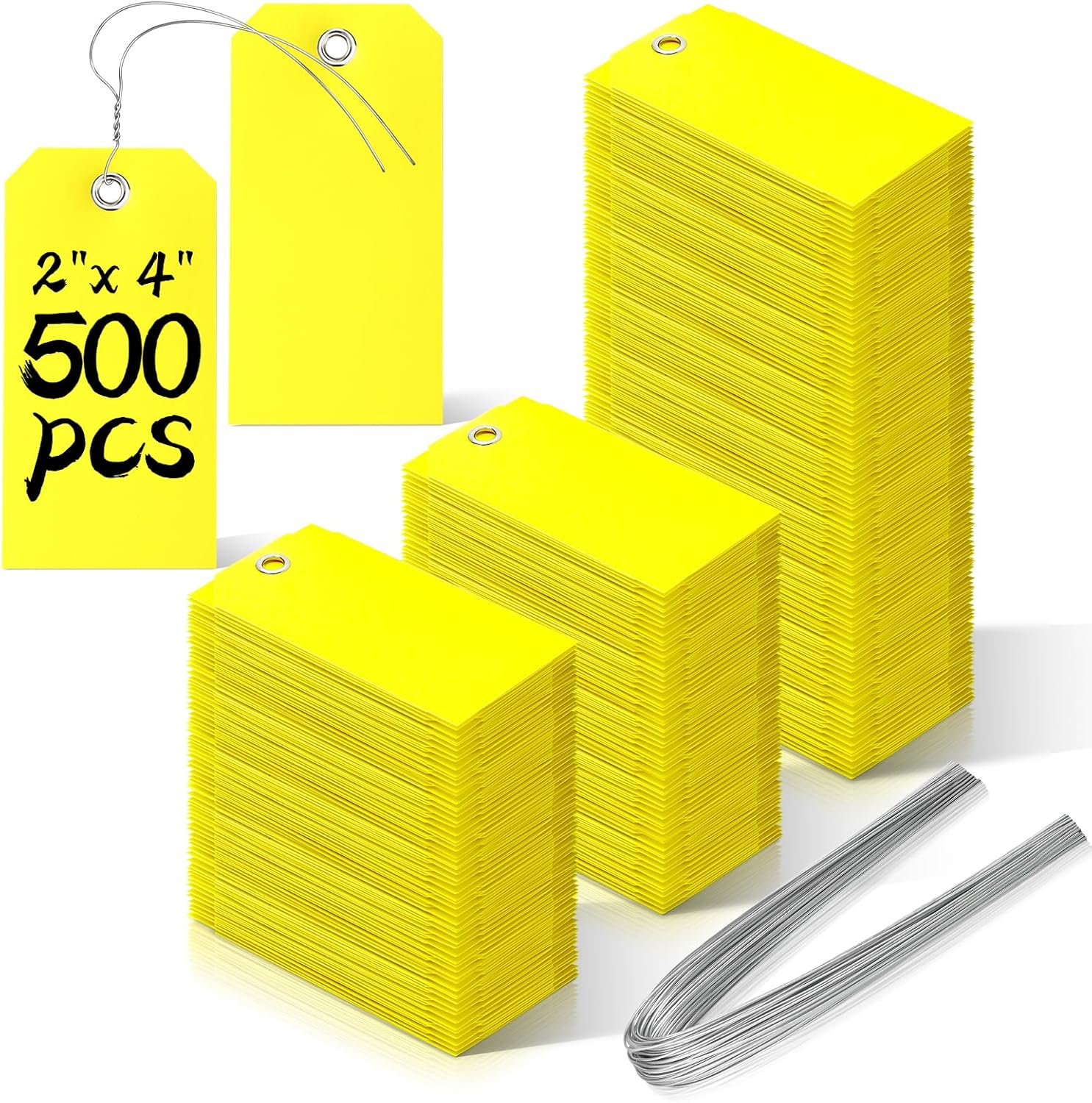 Amazon.com : 500 Pieces Plastic Shipping Tags with Wire Waterproof Hang ...