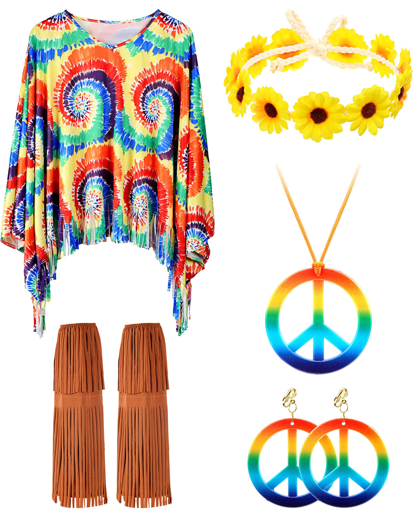 Amazon.com: Unittype Hippie Costume Accessories Set 60s 70s Outfits for ...