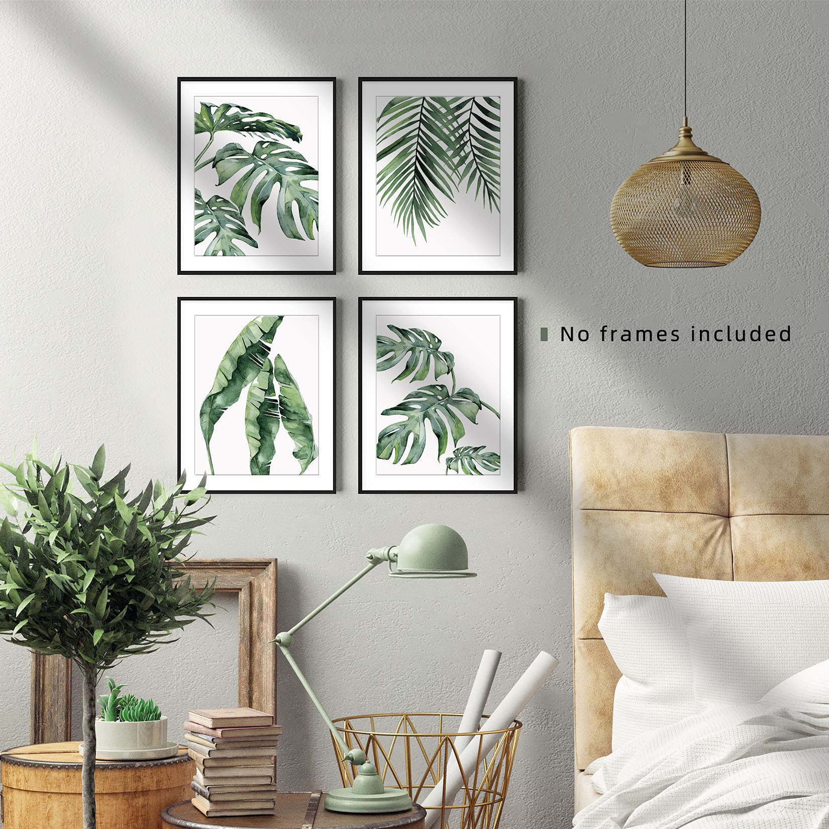 Plant Posters Leaf Art Green Decor, Set of 4, 8×10 Unframed Poster ...
