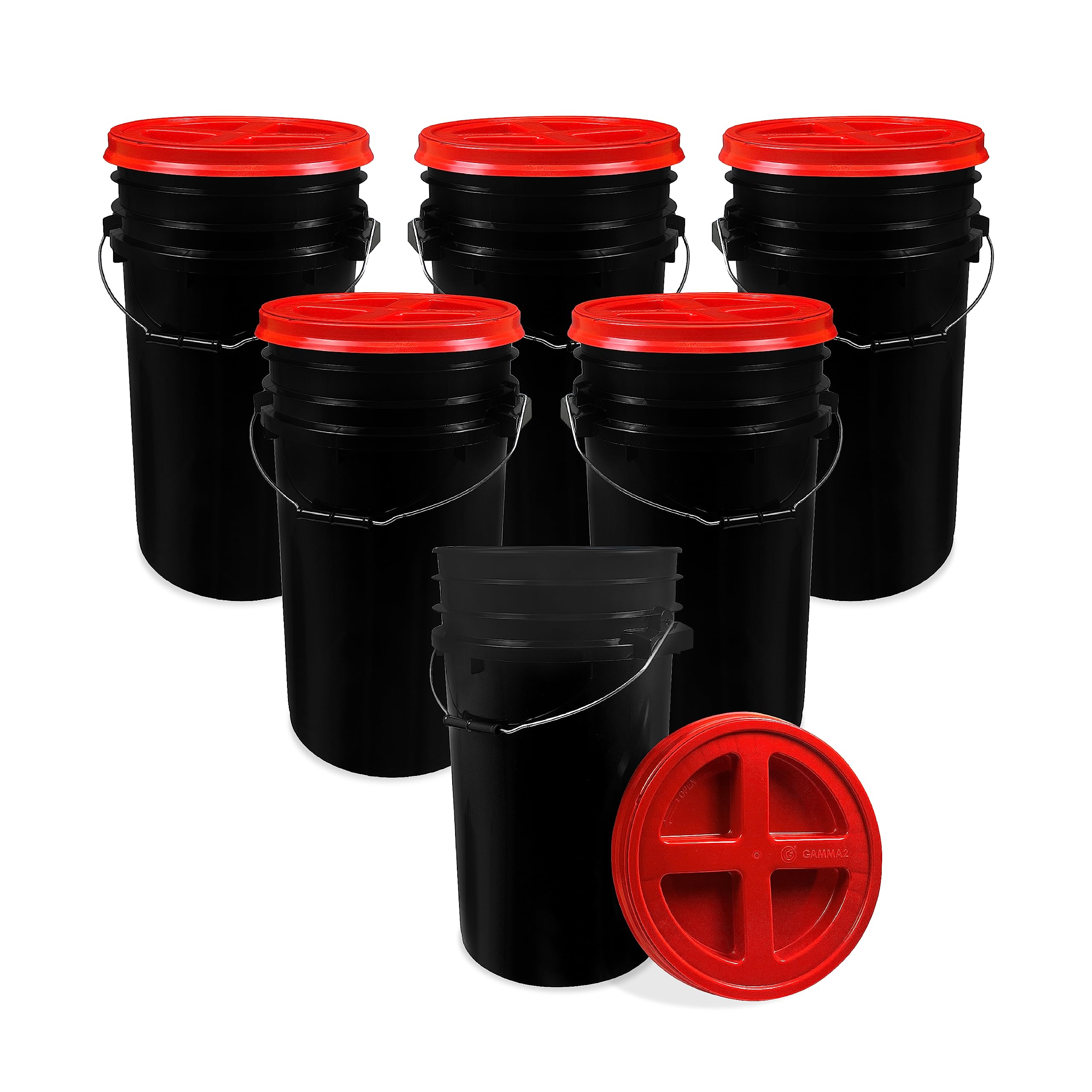 Amazon.com: ePackageSupply 7 Gallon Black Bucket with Red Gamma Screw ...