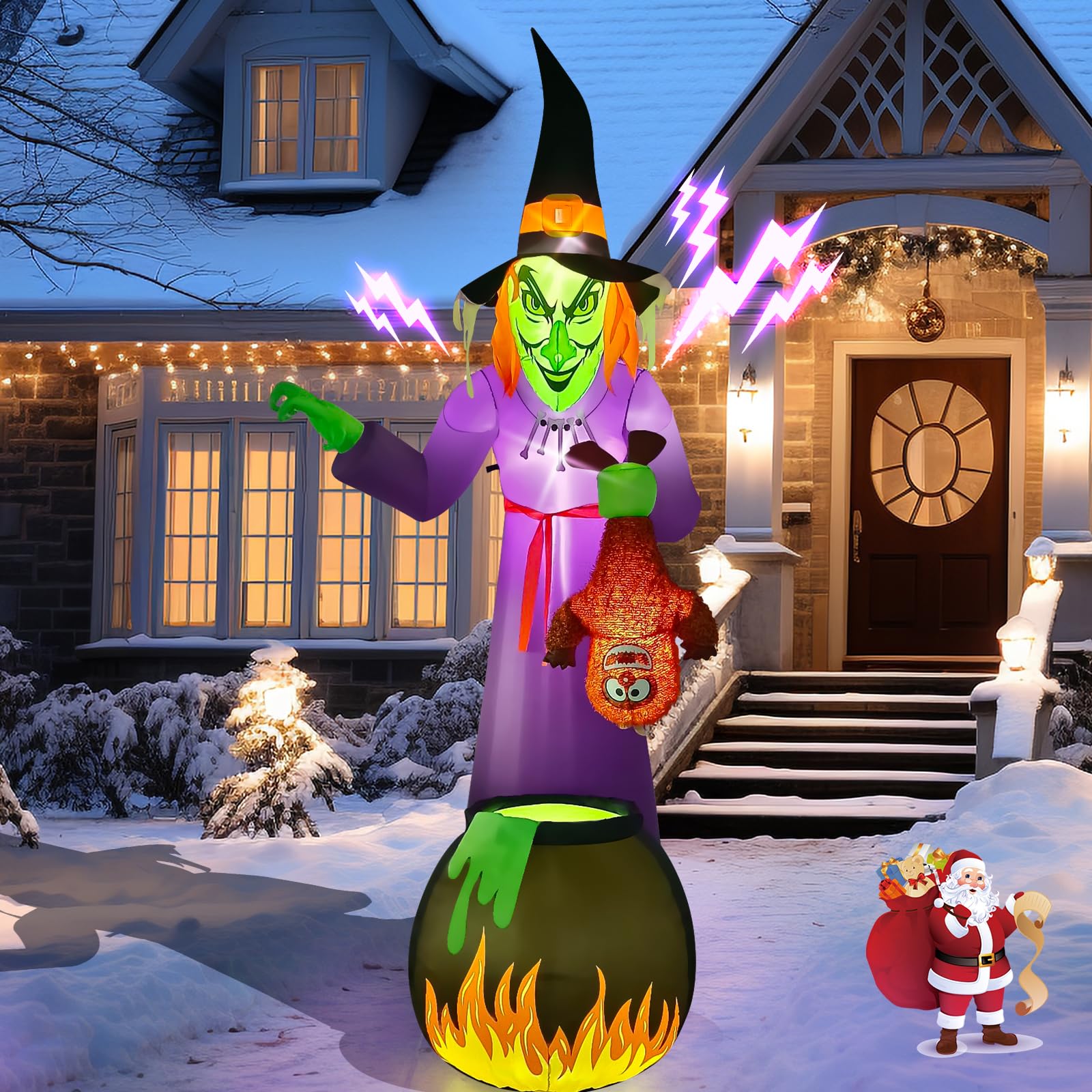 Amazon.com: 10FT Screaming Christmas Inflatables Witch Cauldron,Giant ...