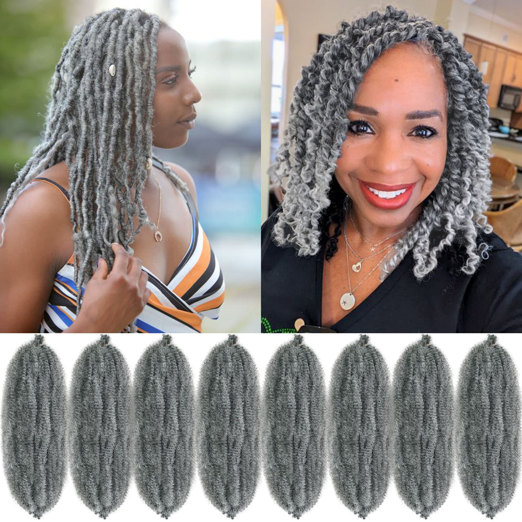 Marley Hair 18 Inch Pre Separated Springy Afro Twist Hair 8 Packs ...