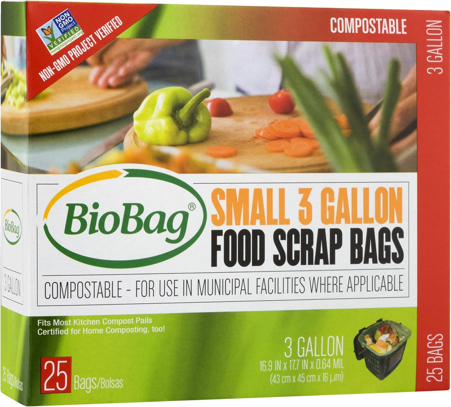 Amazon.com: BioBag Premium Compostable Food Scrap Bags, 3 Gallon, 25 ...