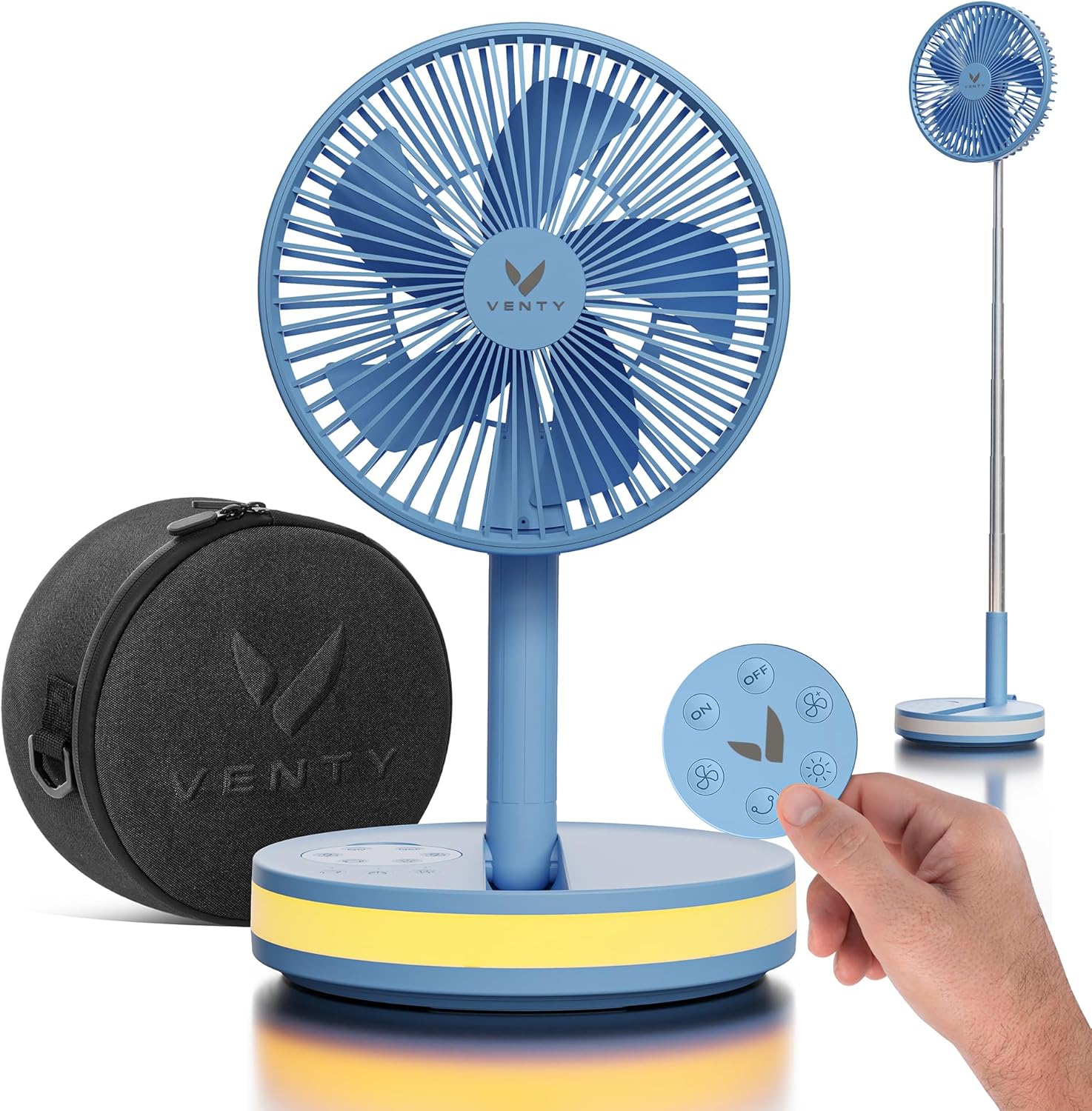 VENTY Portable Wireless Fan - 48HR Run Time, LED Lighting, Remote ...