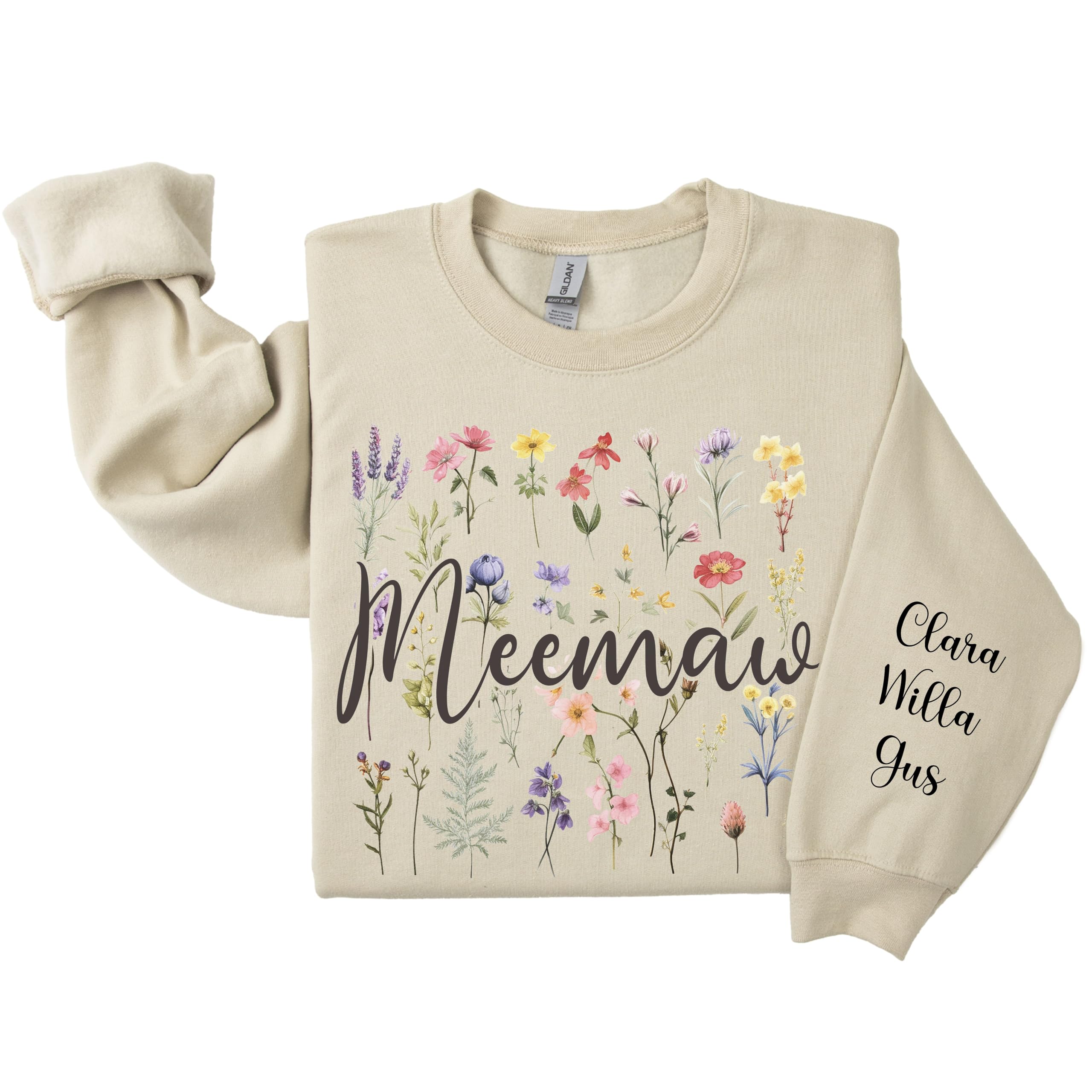 Meemaw Sweatshirt, Wildflower Meemaw, Floral Meemaw Sweatshirt, Custom ...