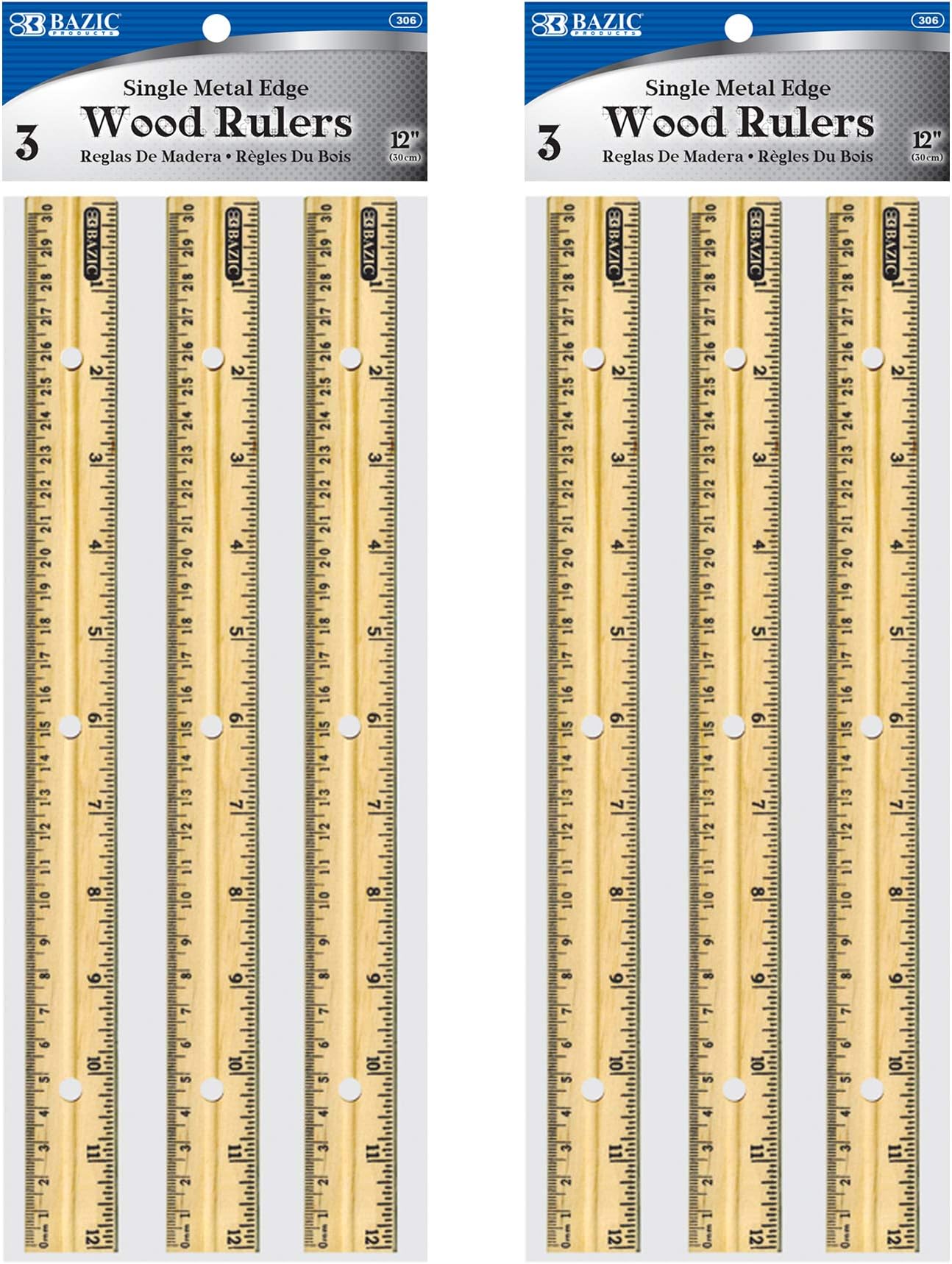 Amazon.com: 3 Pack Wood Ruler 12 Inch, Wooden Ruler, Metric Ruler ...