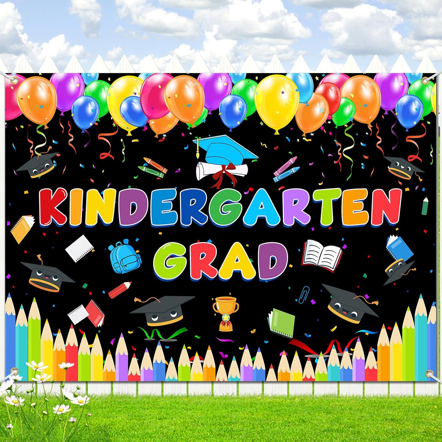 Amazon.com : 2024 Kindergarten Graduation Backdrop Decorations for ...