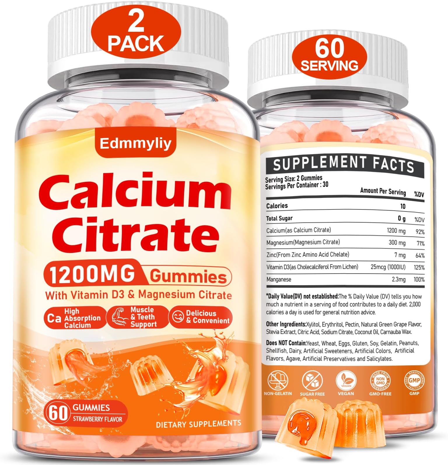 Amazon.com: Calcium Citrate Supplement Gummies for Adult - Sugar Free ...