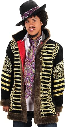 Amazon.com: Men's Jimi Hendrix Deluxe Jacket Costume - Velvet Jacket ...