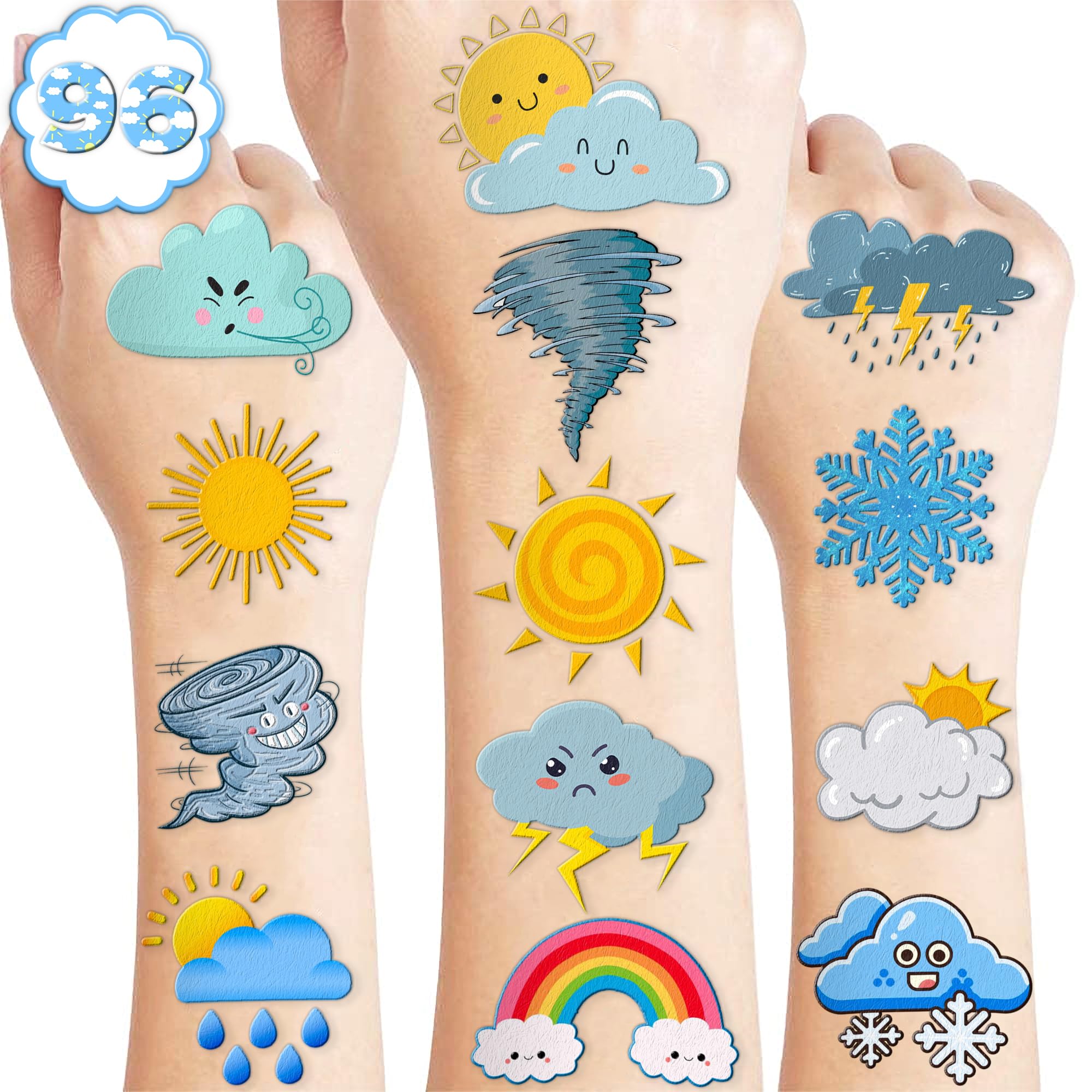 Amazon.com : 100 PCS Weather Forecast Temporary Tattoos Themed Birthday ...