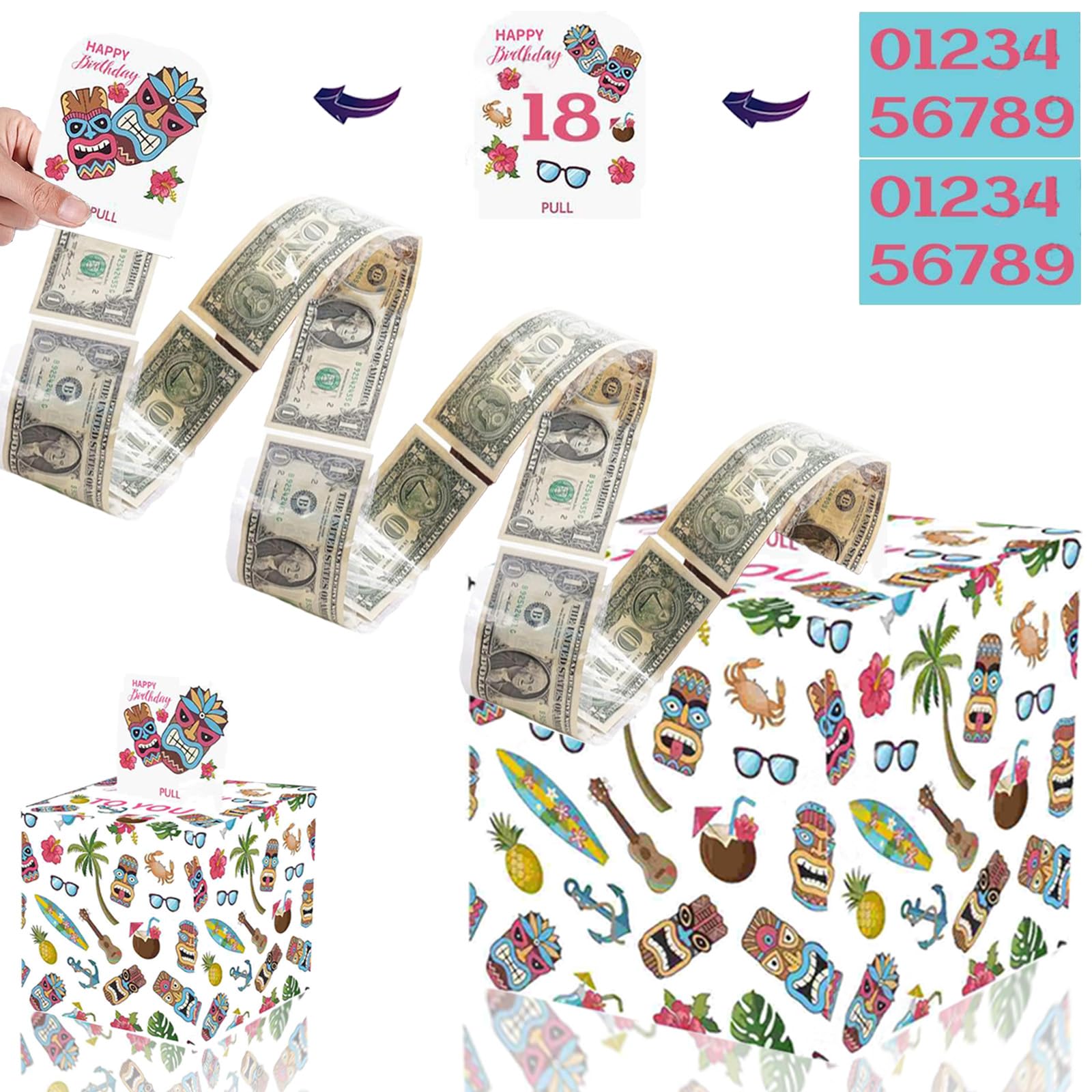Amazon.com: Birthday Money Box for Cash Gift, Money Roll Gift Box for ...