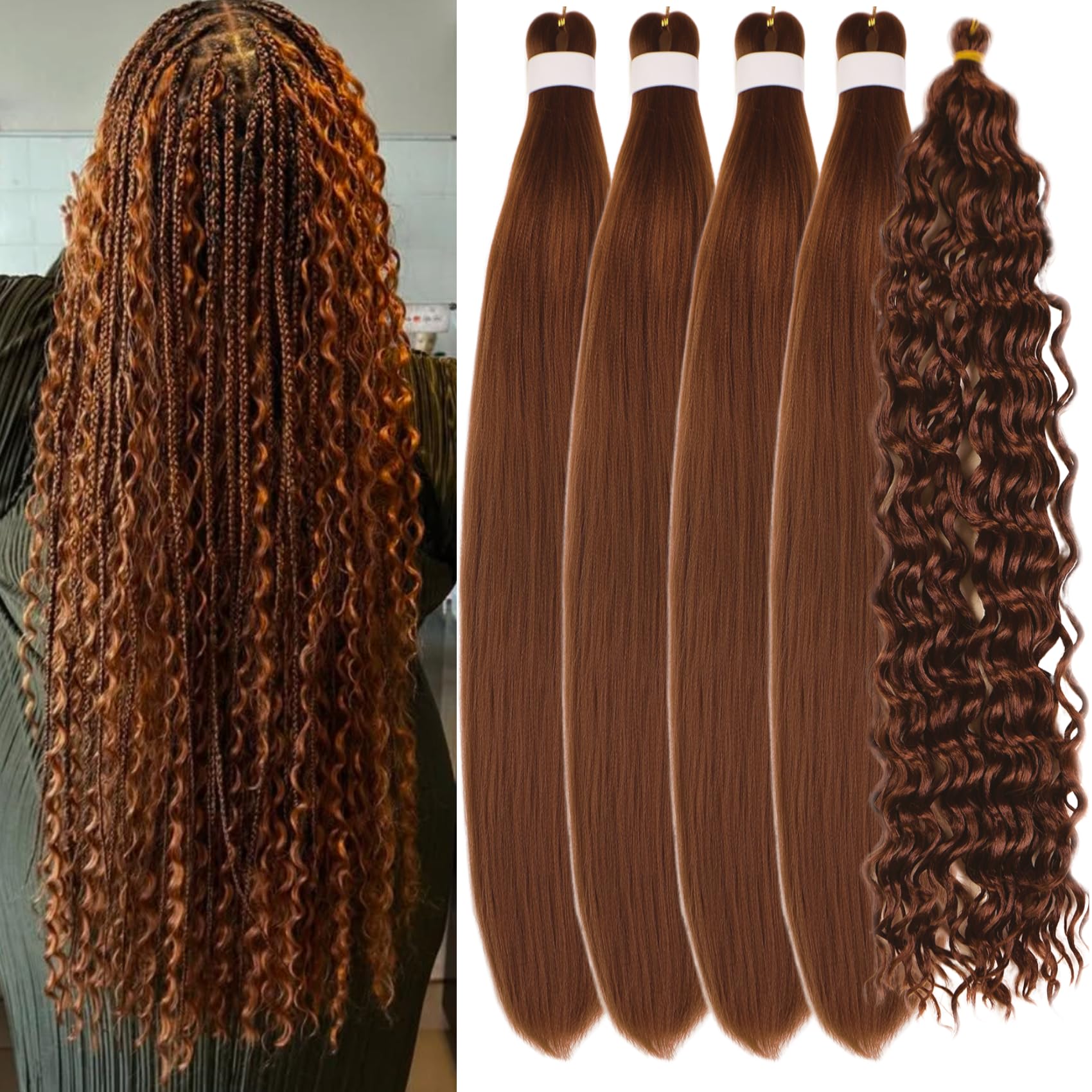 Amazon.com : Braiding Hair Pre stretched Boho Hair for Braiding Brown ...