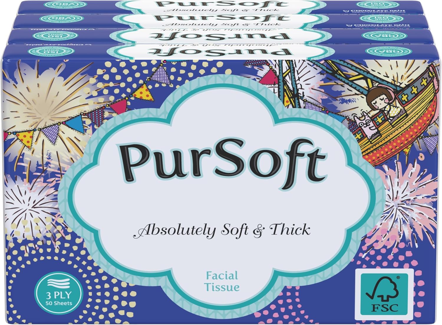 PurSoft Chocolate Rain Outdoor Travel Pack, 50 Sheets x 4 Packs ...