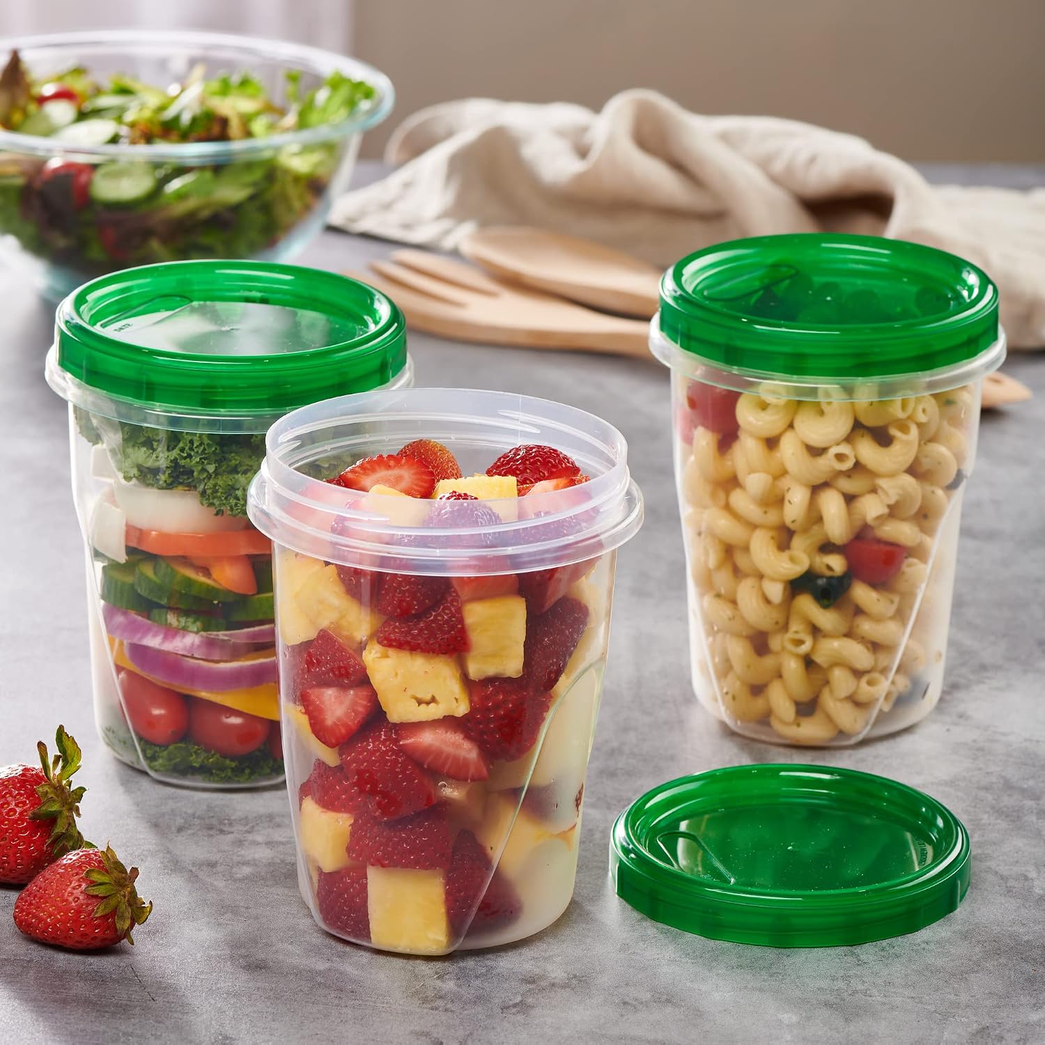 PLASTICPRO Paquete de 12 recipientes de almacenamiento de alimentos con ...