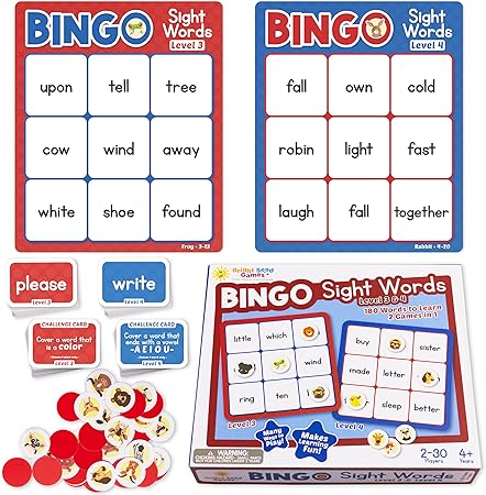 Amazon.com: Bright Seed Sight Words Bingo Game for Kindergarten, Learn ...