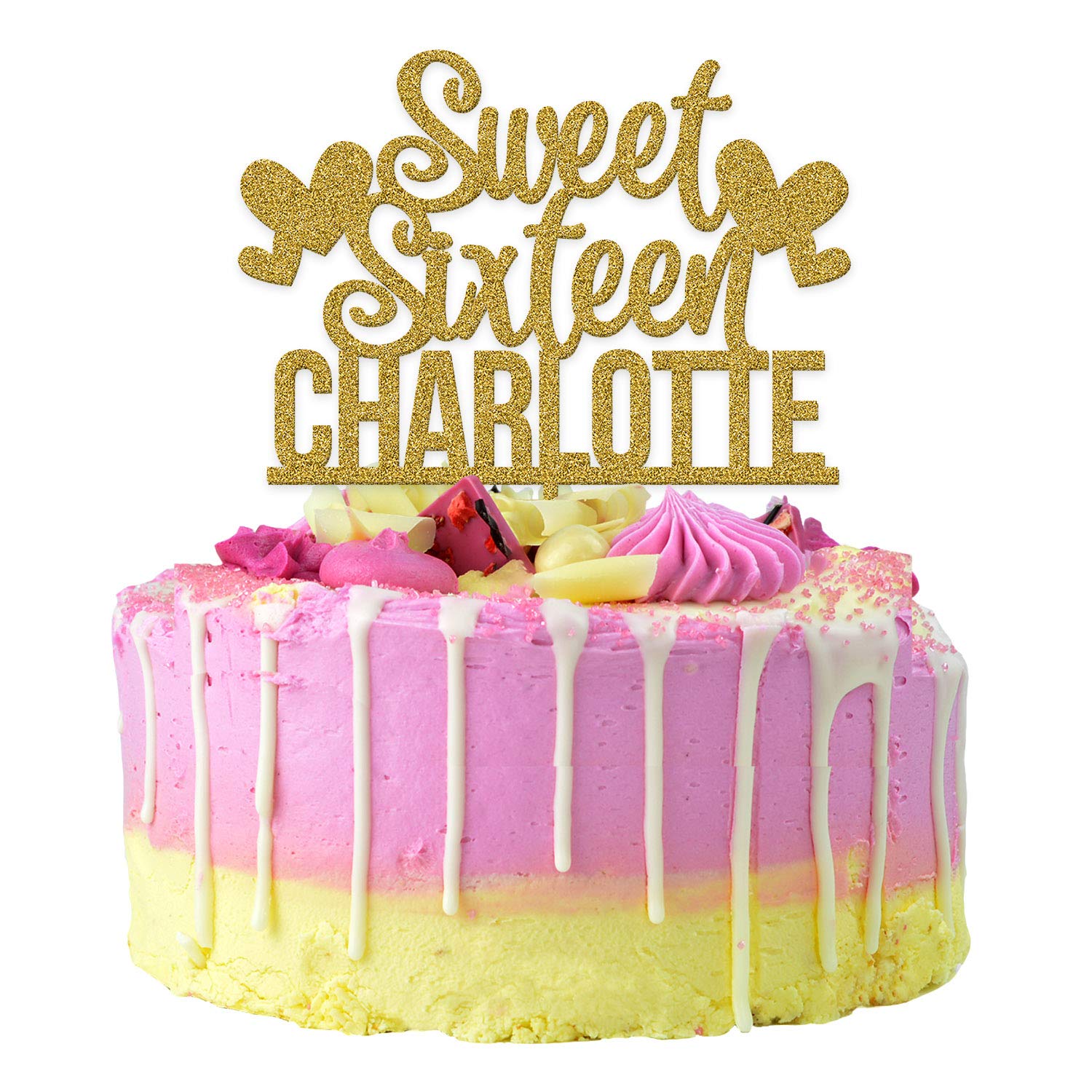 Buy Name 16th Birthday Cake Topper - Acrylic Glitter Sweet Sixteen Cake ...