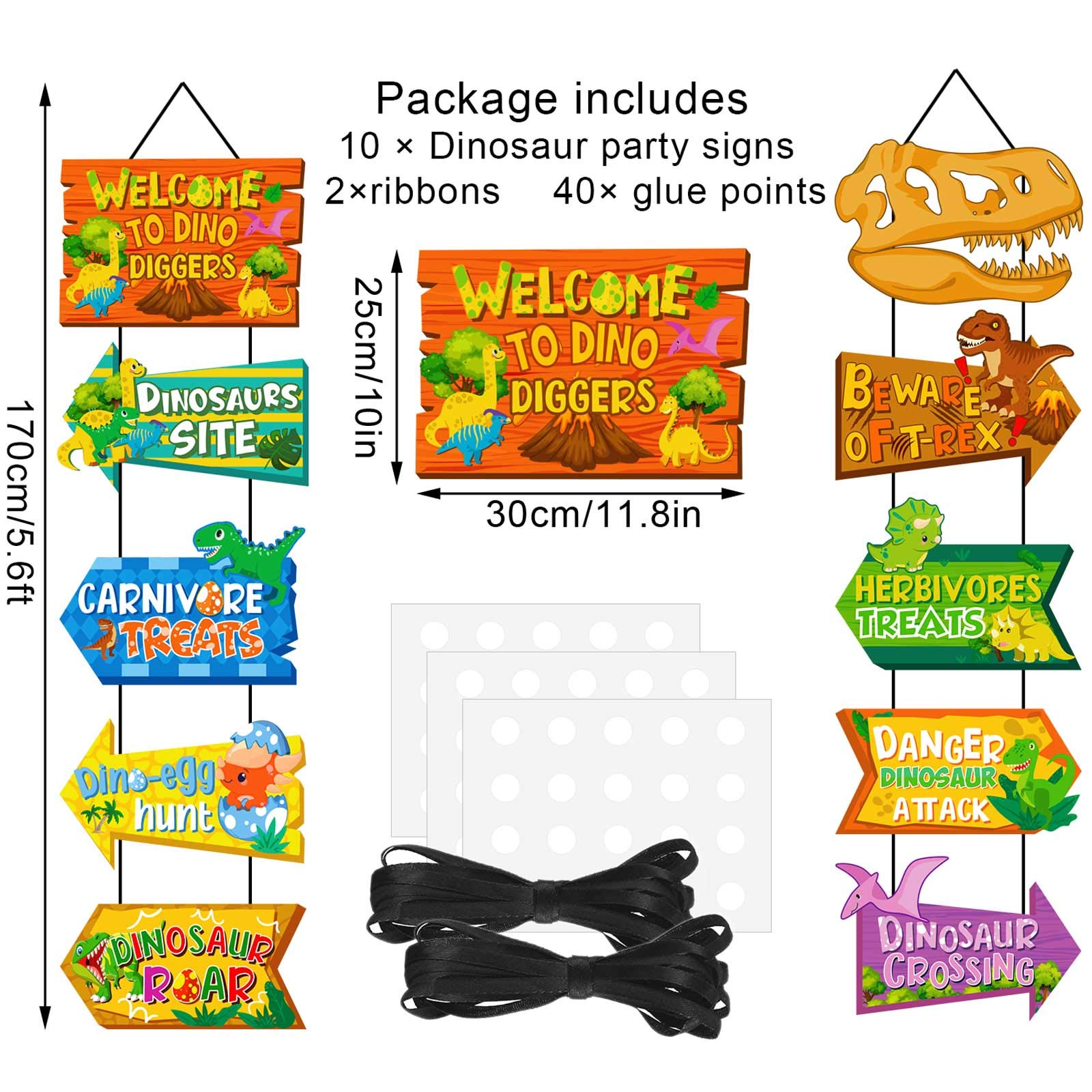Zonon 10 Pieces Dinosaur Party Decorations Signs Be Ware of Dinosaur ...