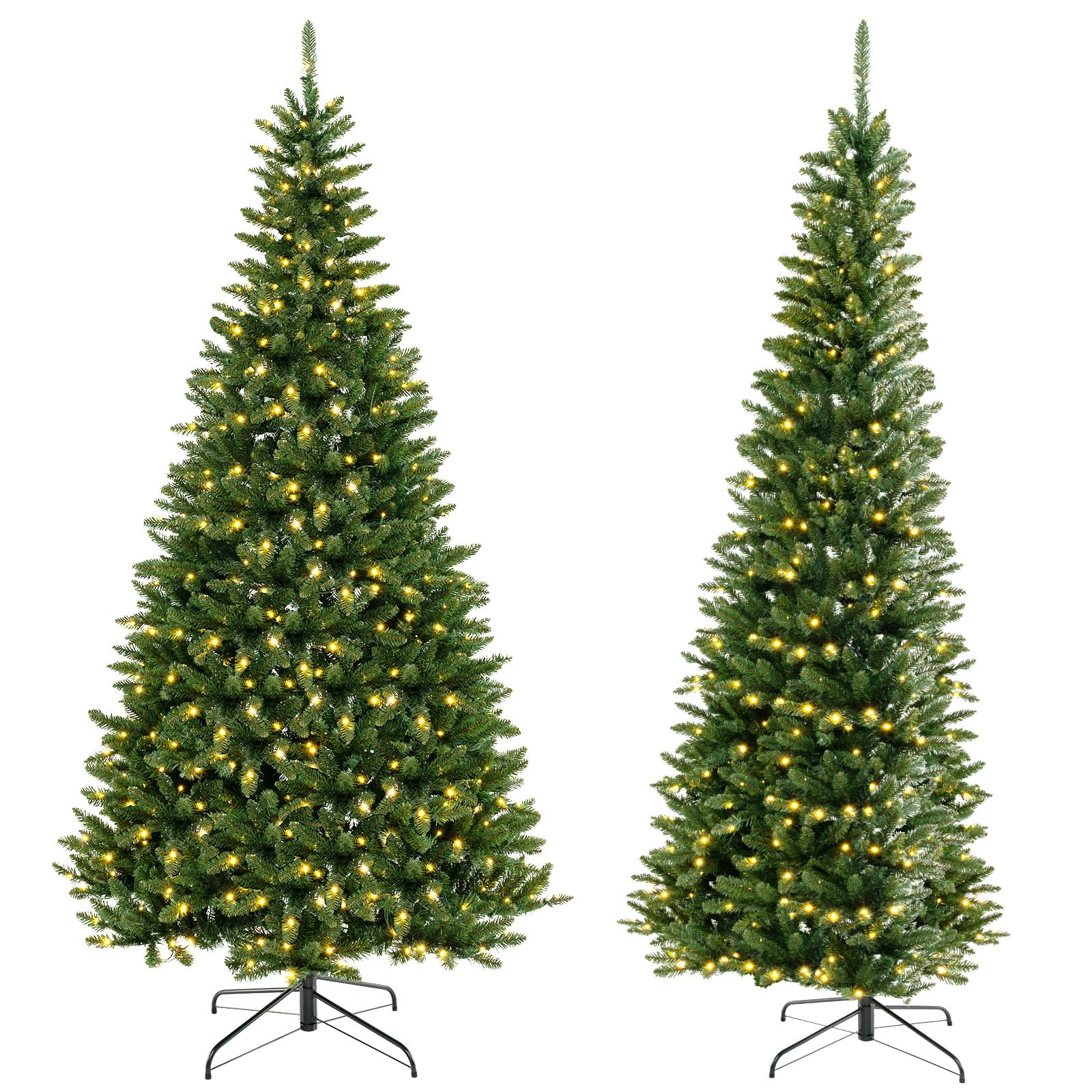 Amazon.com: GOFLAME 8FT Pre-Lit Corner Christmas Tree, Hinged ...