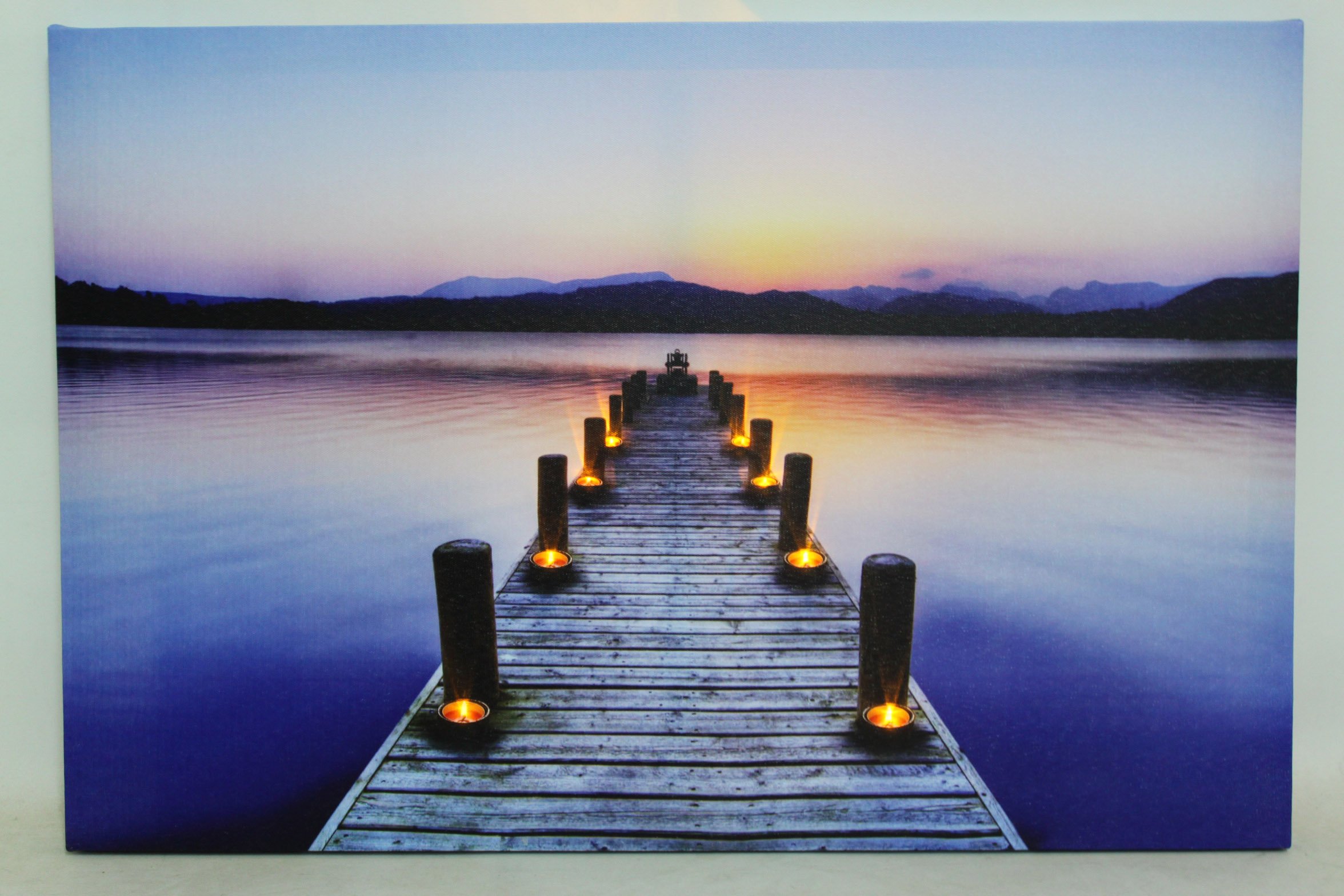 Amazon.com: Northlight LED Lighted Sunset Boat Dock Scene Canvas Wall ...