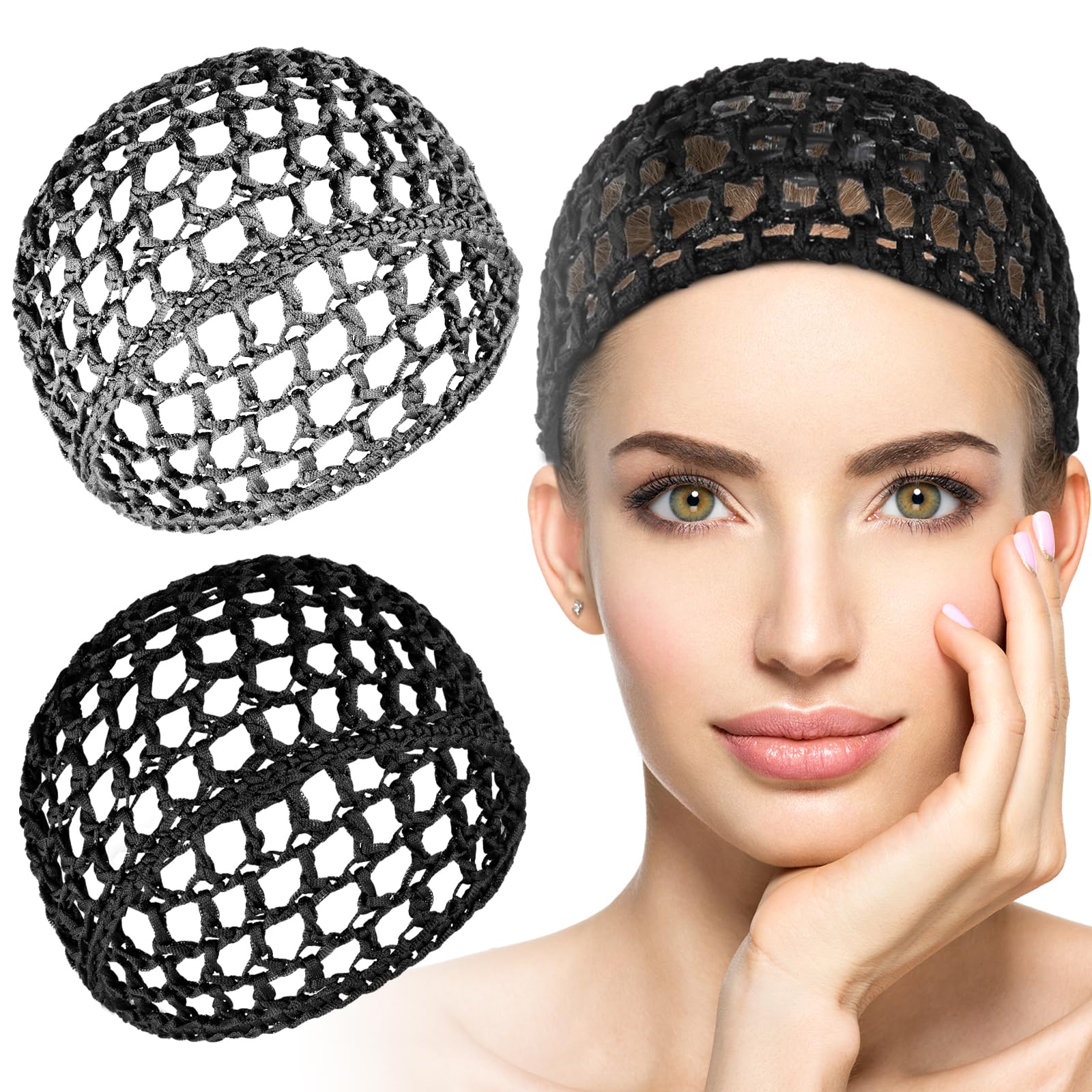 Amazon.com : Hair Net for Sleep, 2 Pieces Mesh Crochet Hair Net Snood ...