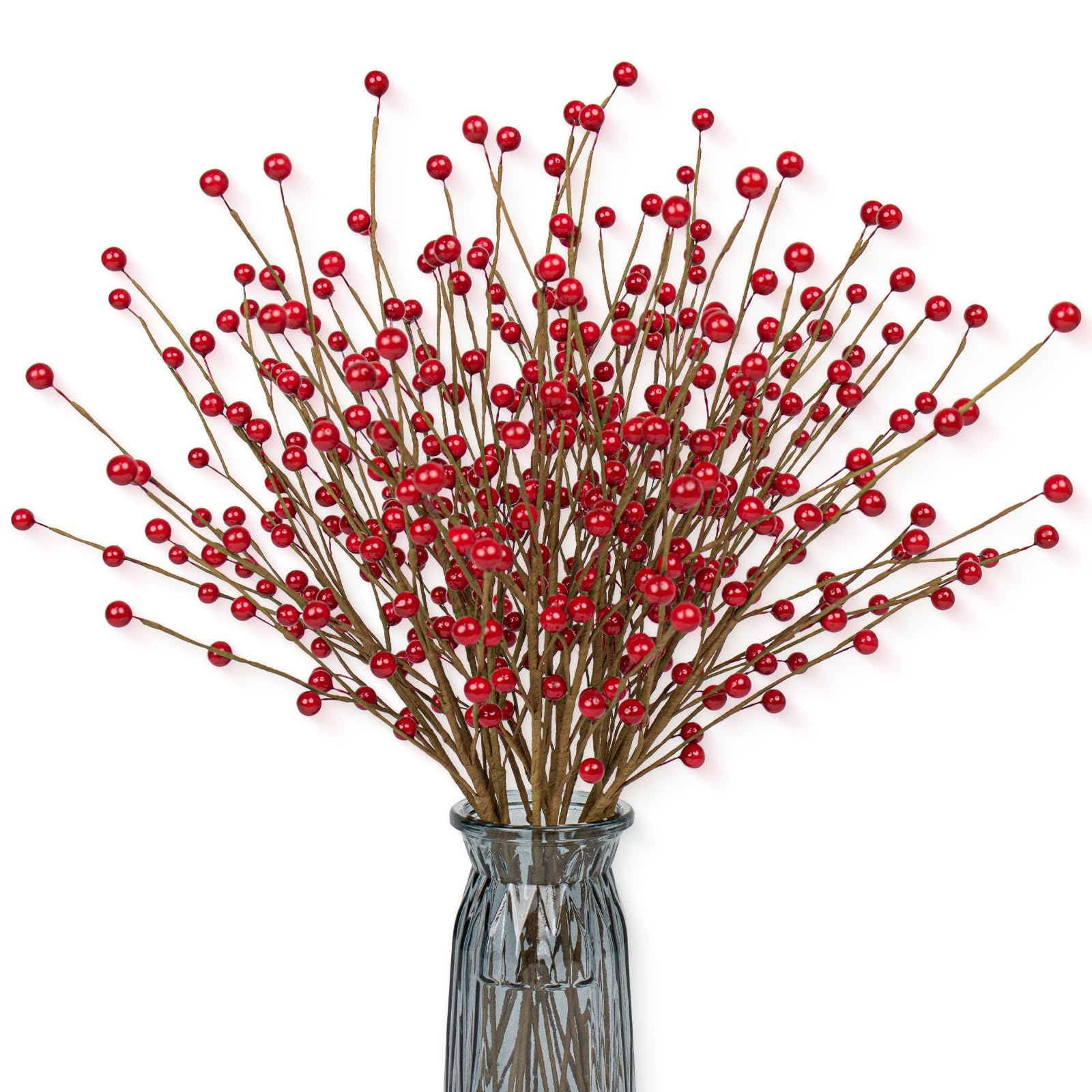 Amazon.com: JINGHONG 24 Pack Christmas Tree Picks 17 Inch Red Berry ...