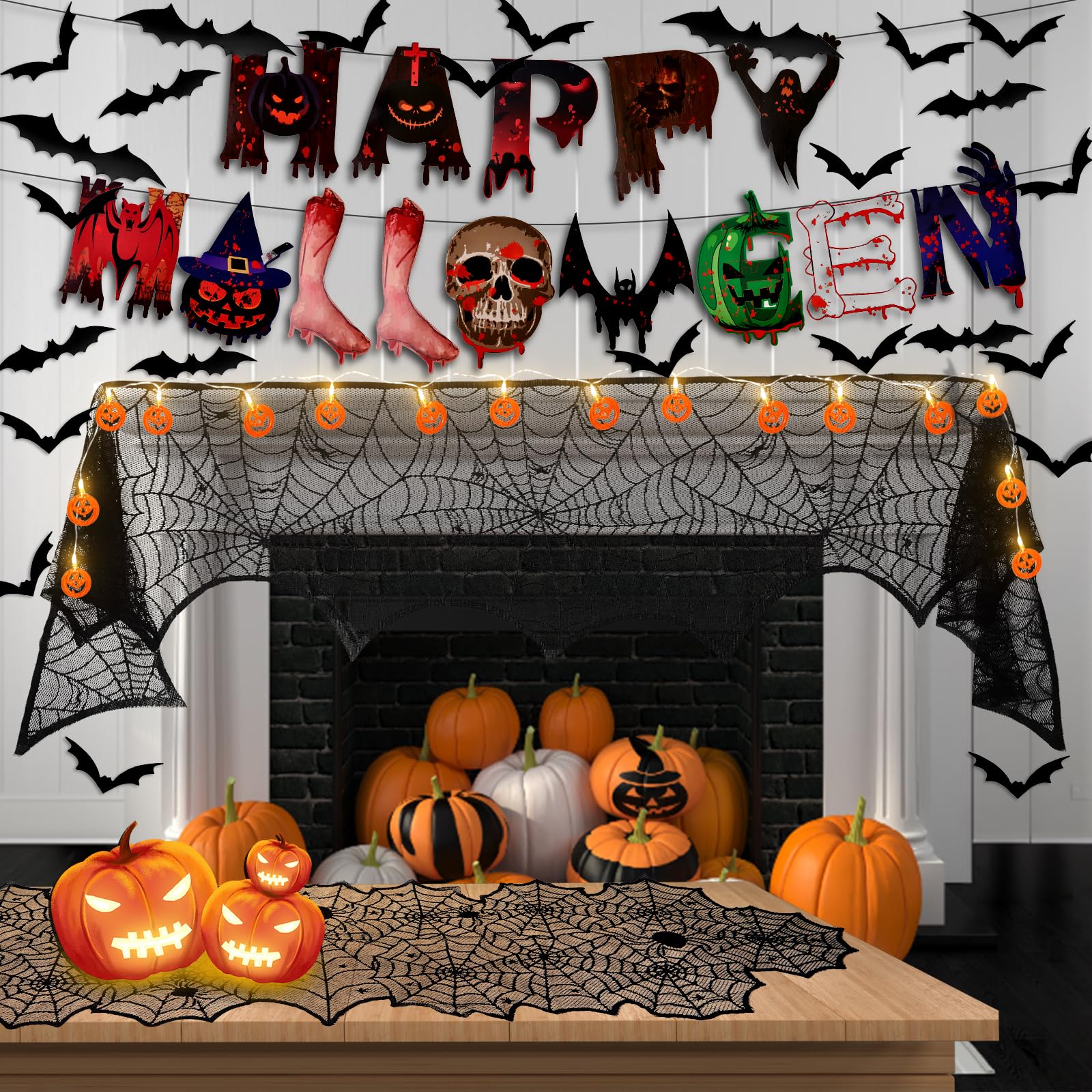 Amazon.com: Halloween Decorations Indoor Set, 52pcs Halloween Party ...