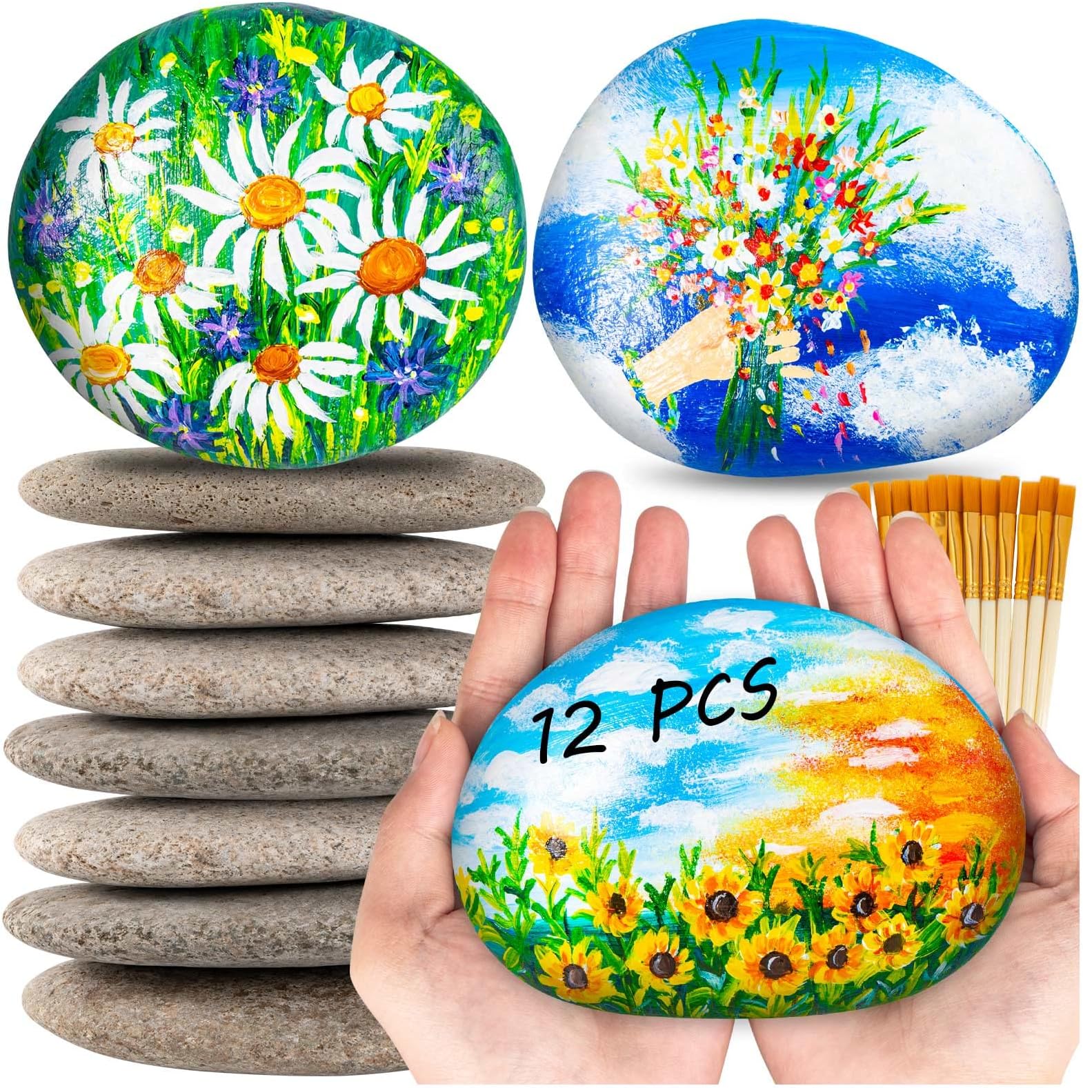 Amazon.com: lifetop 120PCS Painting Rocks, DIY Rocks Flat & Smooth ...