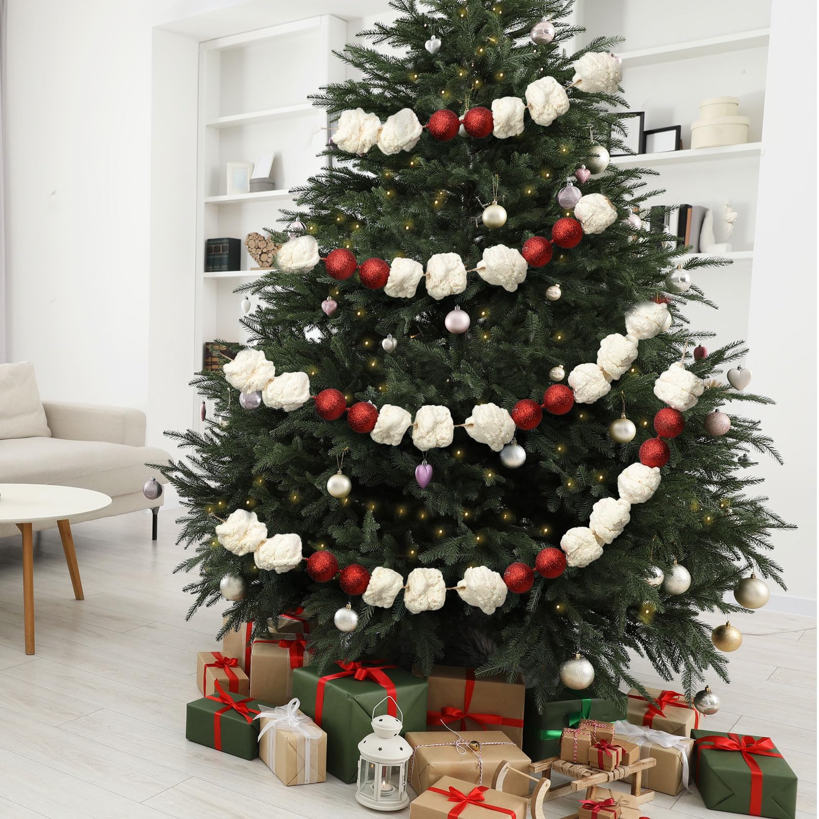 Amazon.com: Cinnvoice 6 ft Large Christmas Artificial Popcorn Garland ...