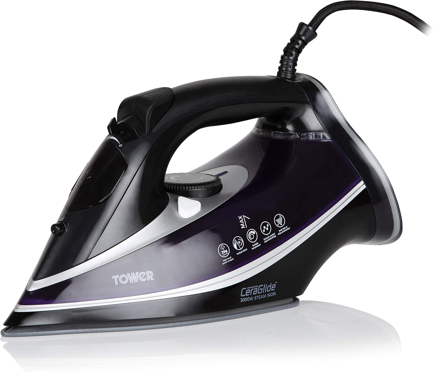 Tower T22013PR CeraGlide Ultra-Speed Steam Iron with Variable Steam ...