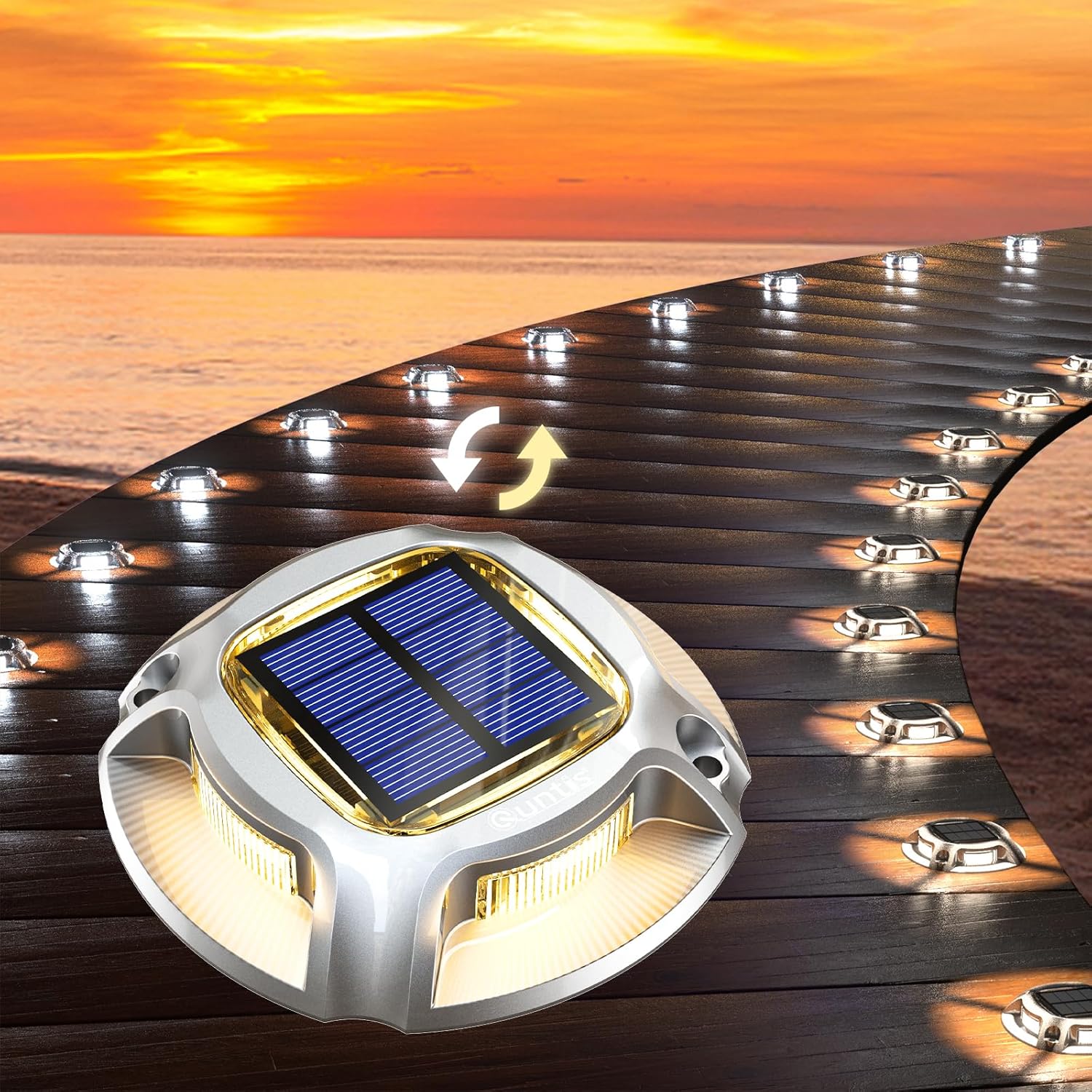 Quntis 12 Pack Luce Solares para Escalones de Cubierta, Blanco Cálido y Blanco Fríos Luces ...