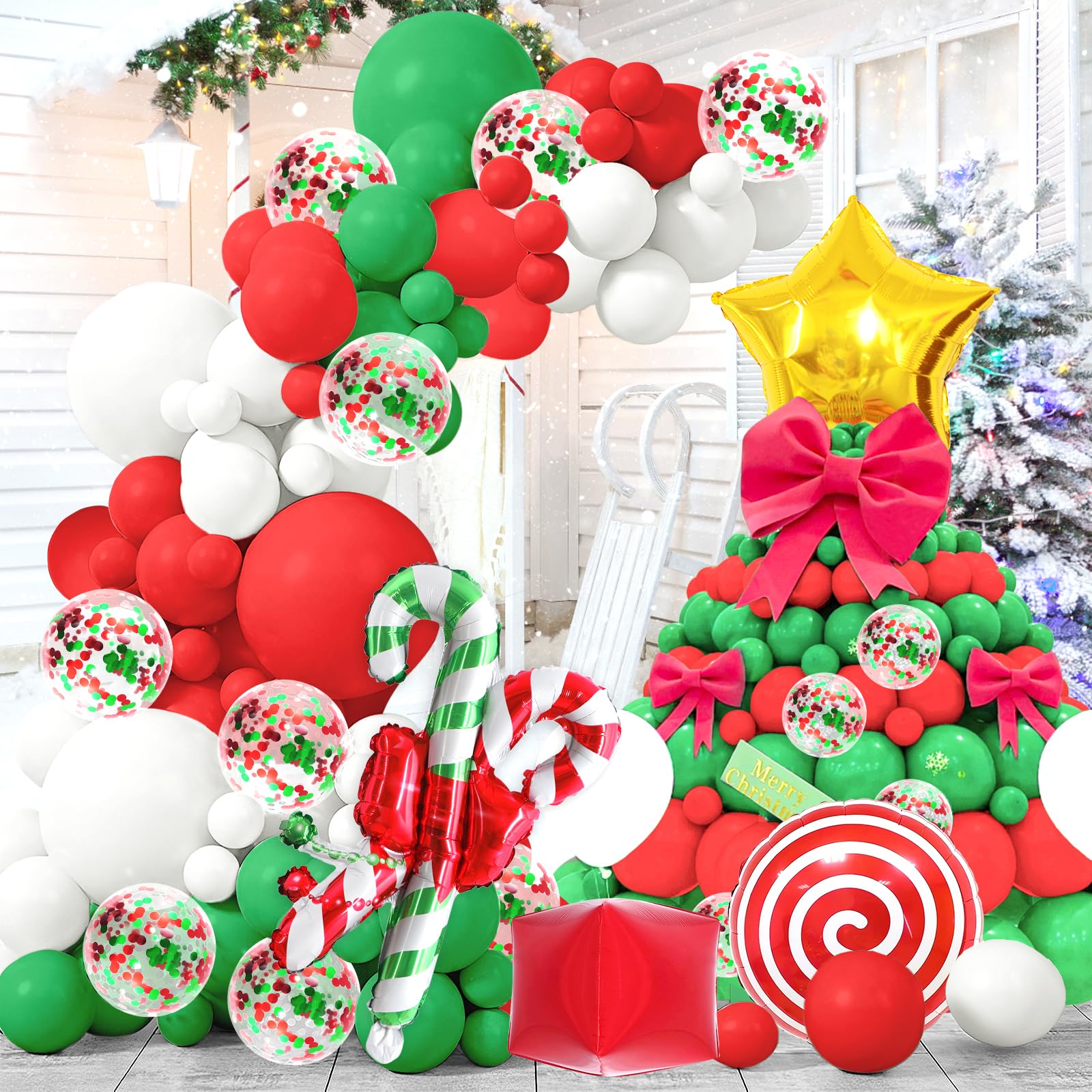 Amazon.com: 151 Pieces Christmas Balloons Christmas Balloon Arch Kit ...