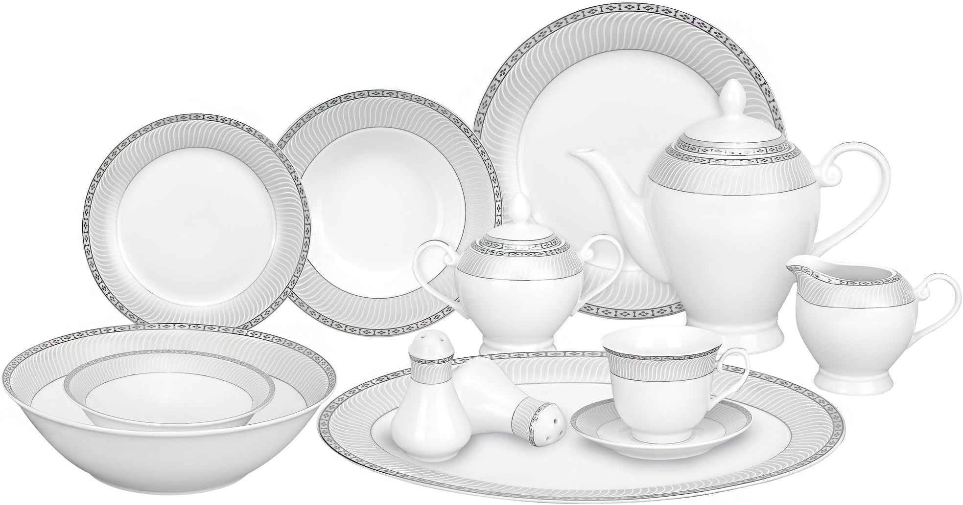 Amazon.com | Potterier 24-Piece Korean Dinnerware Set, Cream White ...