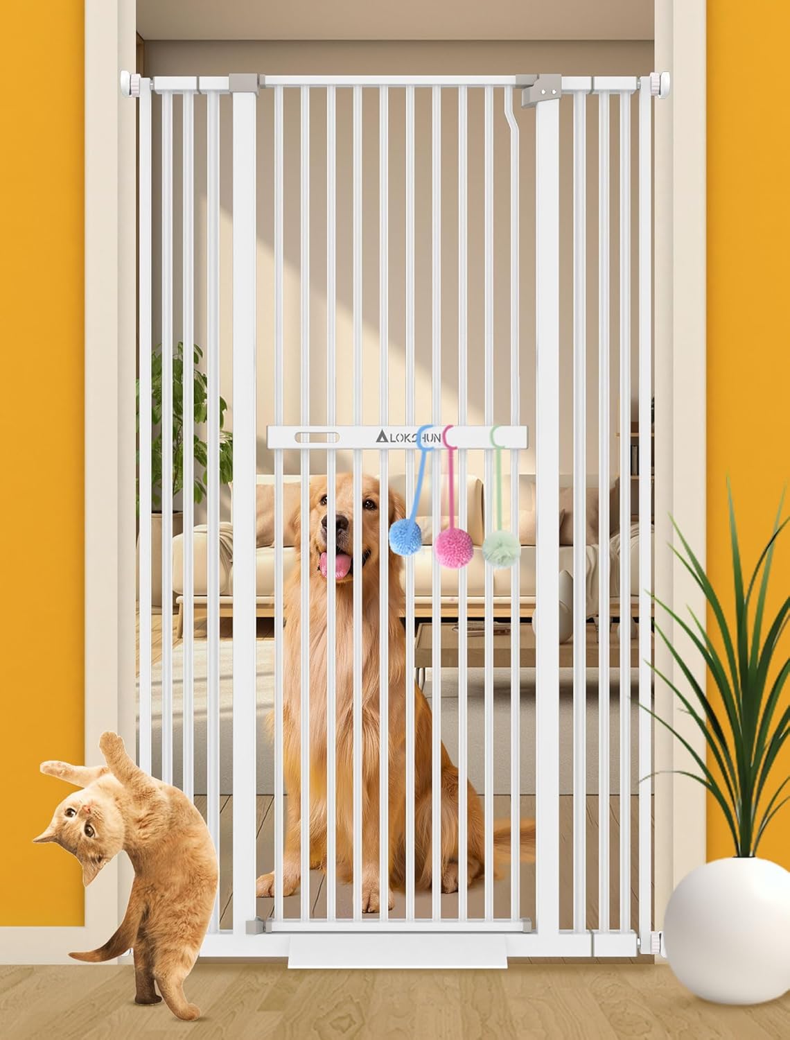 Amazon.com : Lokshun 60" Extra Tall Cat Gate,30-40" Extension Wide Cat ...